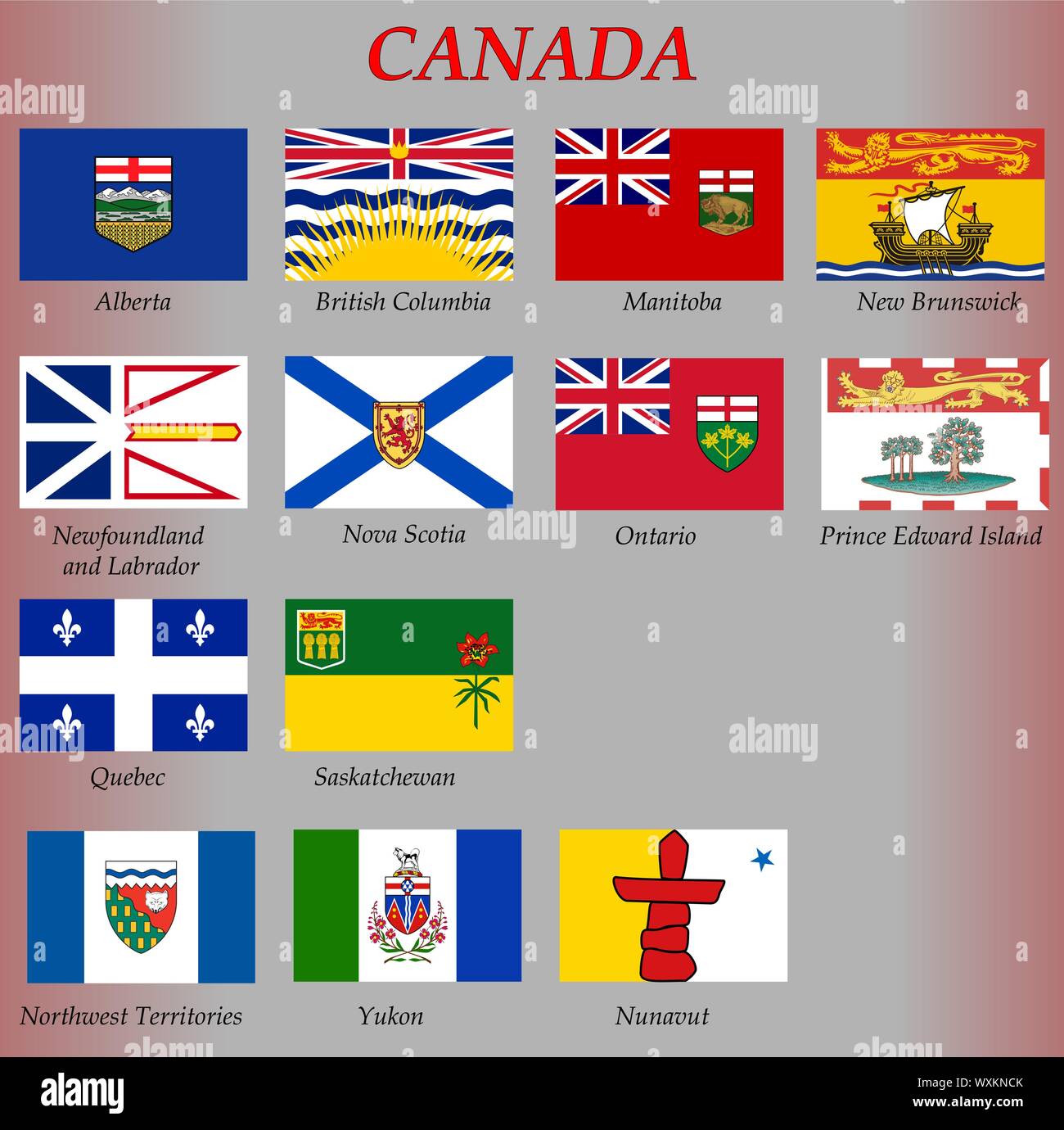 all flags of the Canada regions. vector illustrations Stock Vector ...