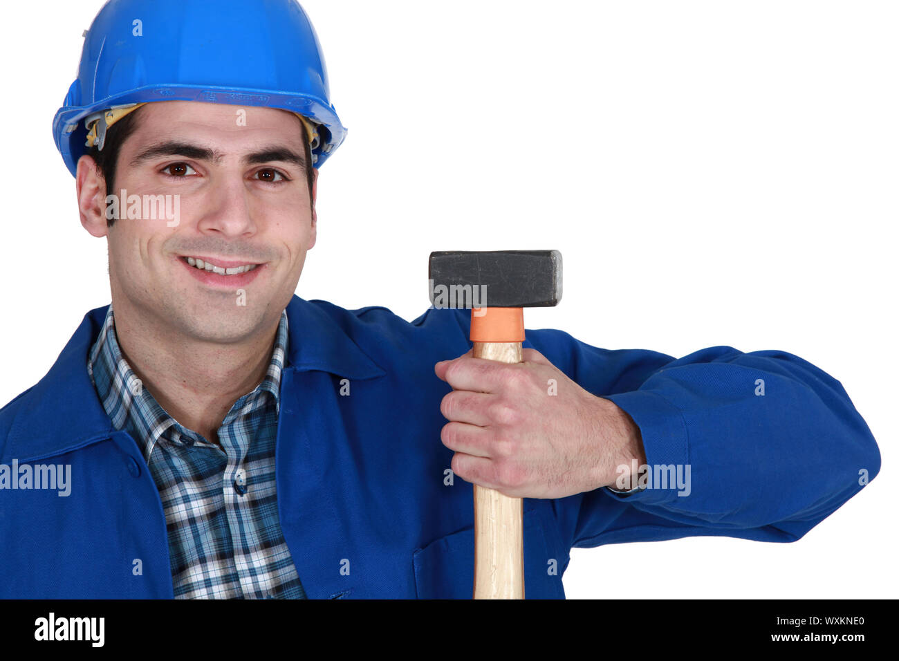 Man holding hammer Stock Photo - Alamy