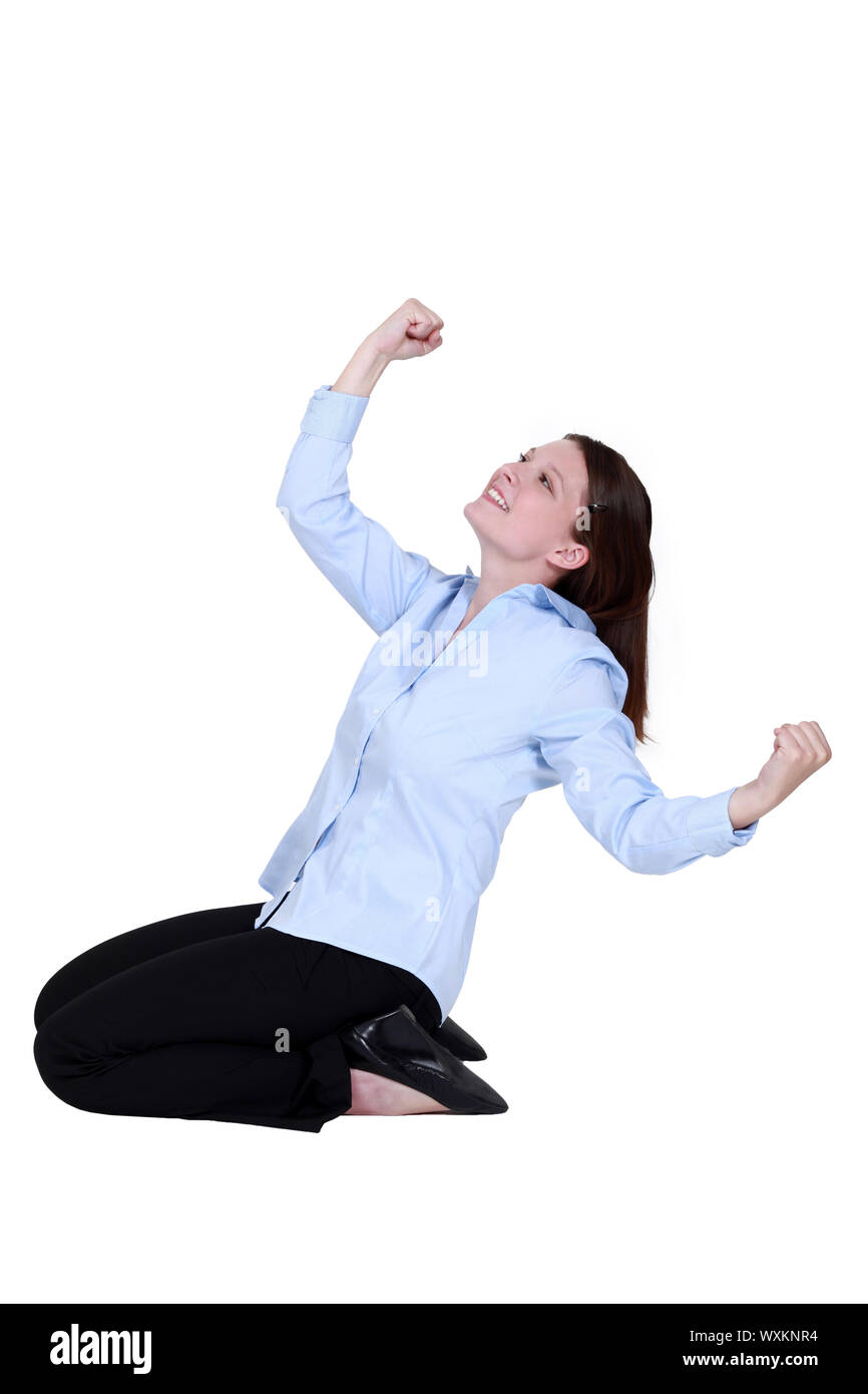 beautiful girl looking elated Stock Photo - Alamy