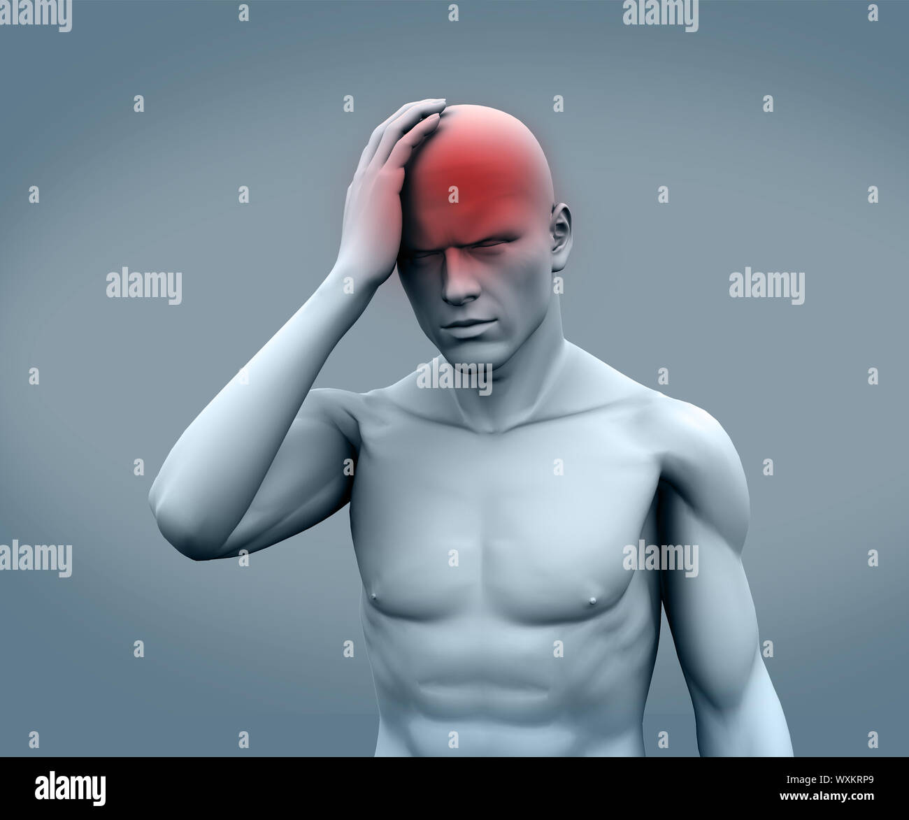 Digital human with highlighted headache Stock Photo - Alamy