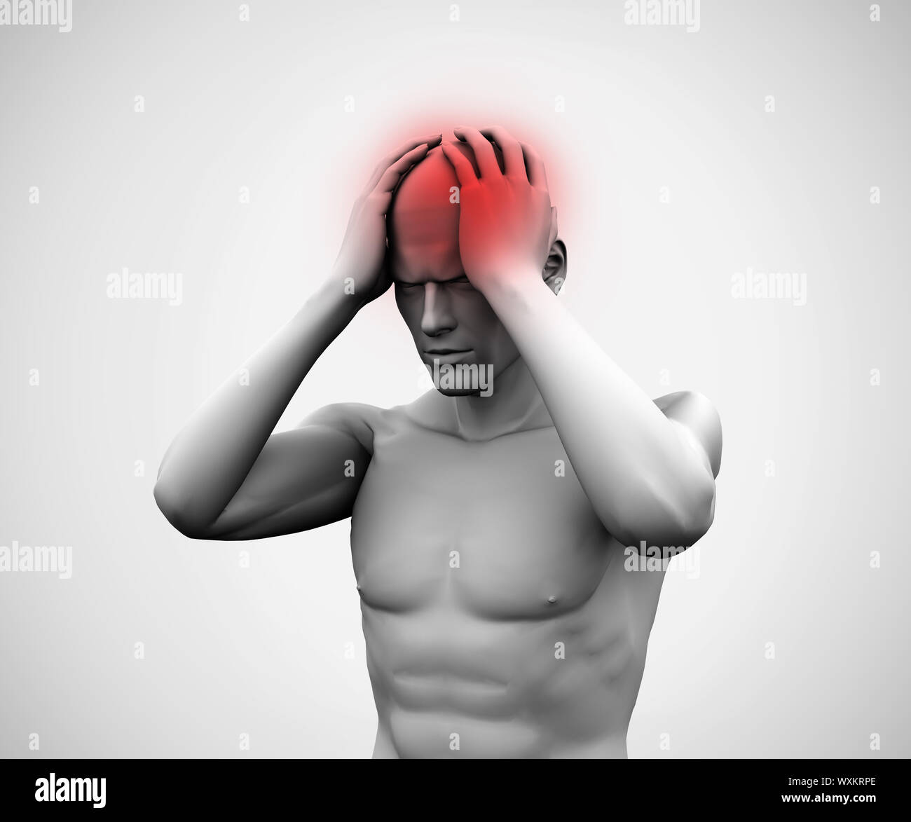 Digital body having a headache against a grey background Stock Photo ...