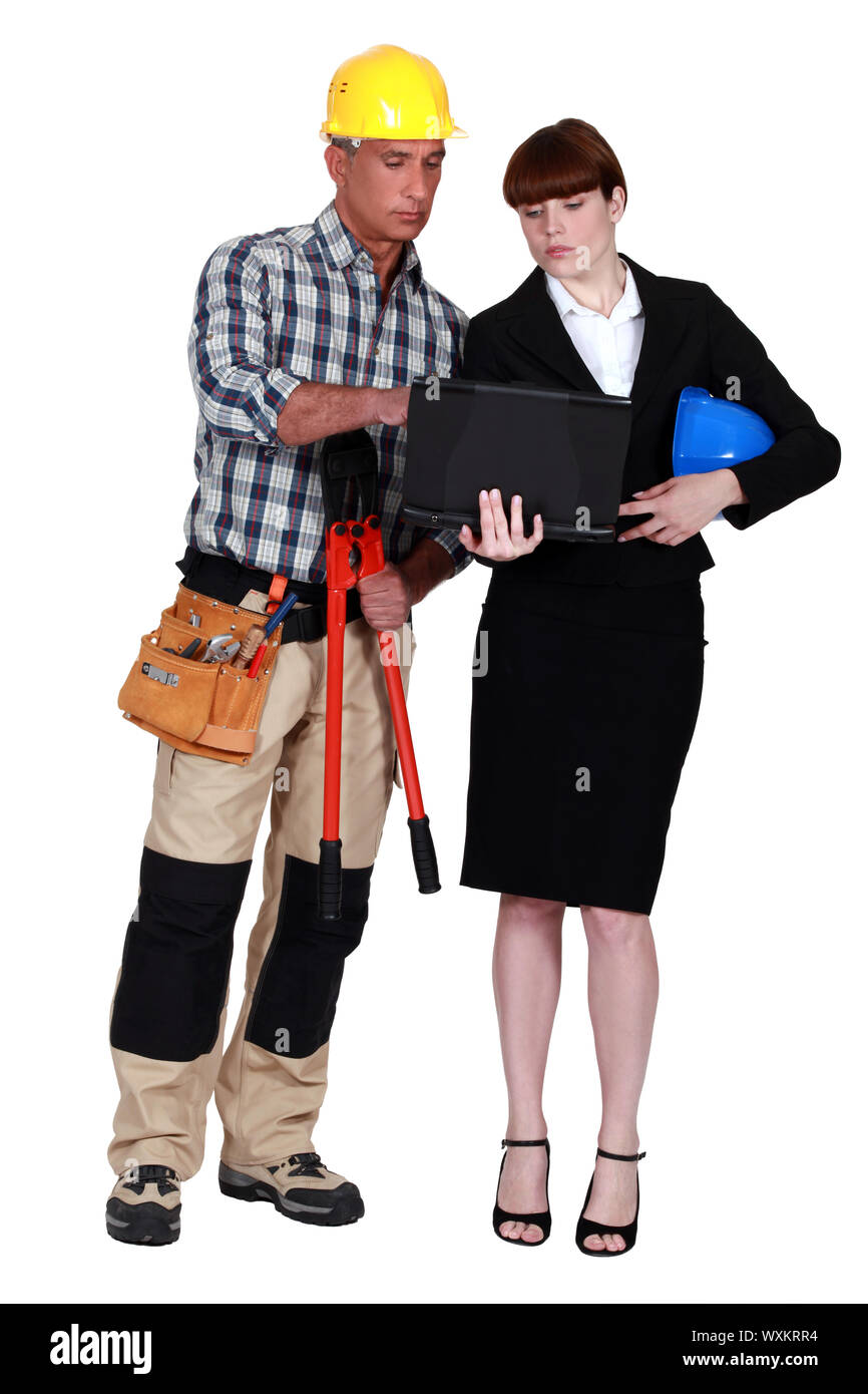 Architect and builder Stock Photo - Alamy