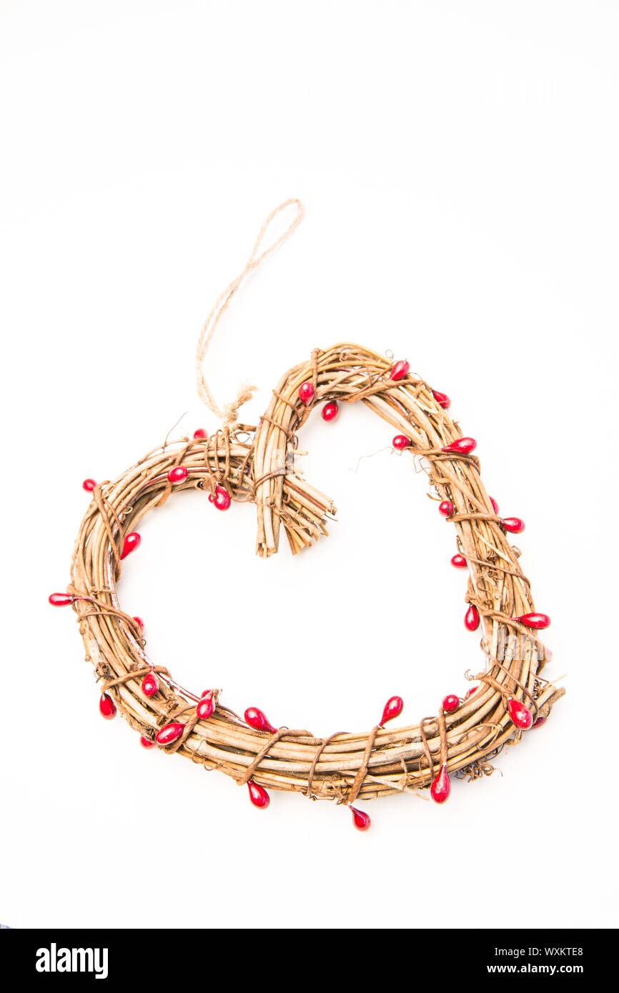 Heart shaped wreath with pink lights Stock Photo - Alamy