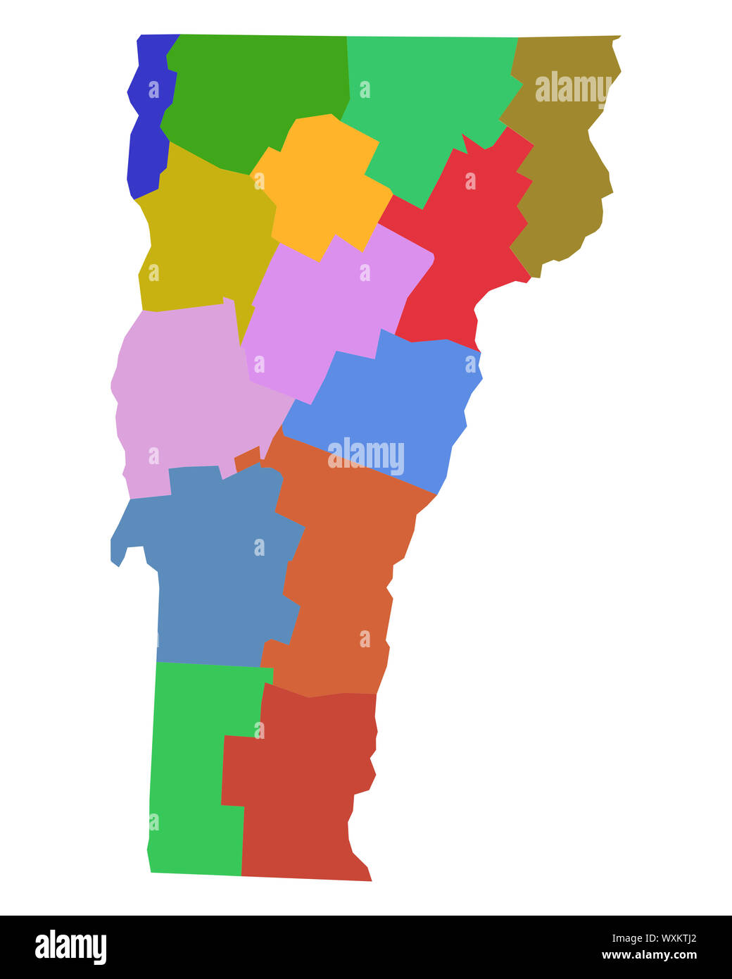 Vermont county map Cut Out Stock Images & Pictures - Alamy