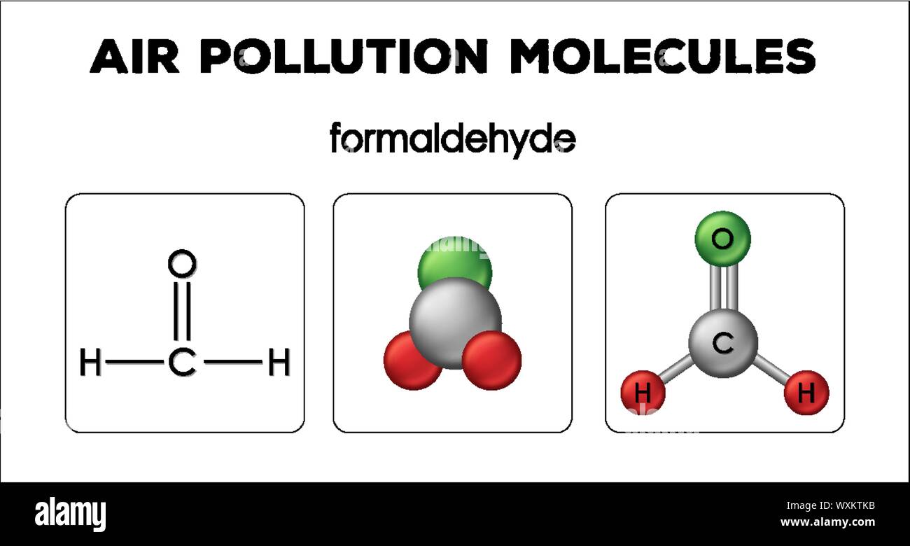 Diagram showing air pollution molecules of formaldehyde illustration ...