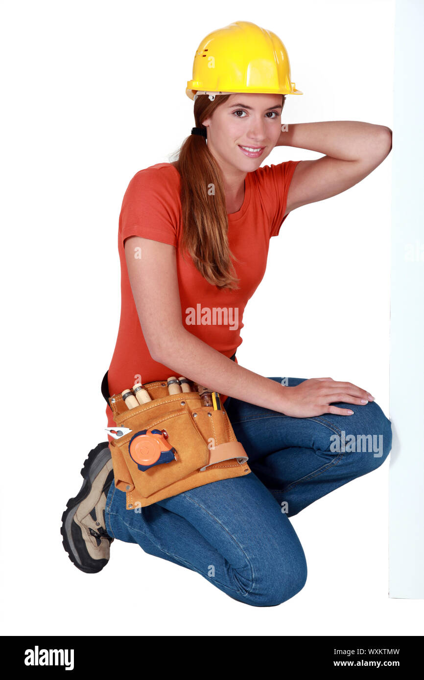 A cute female construction worker Stock Photo - Alamy