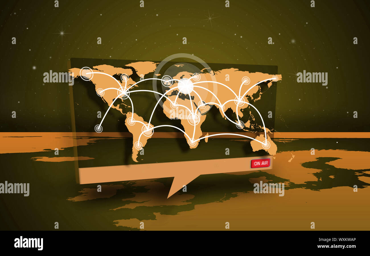 World map showing connections hi-res stock photography and images - Alamy