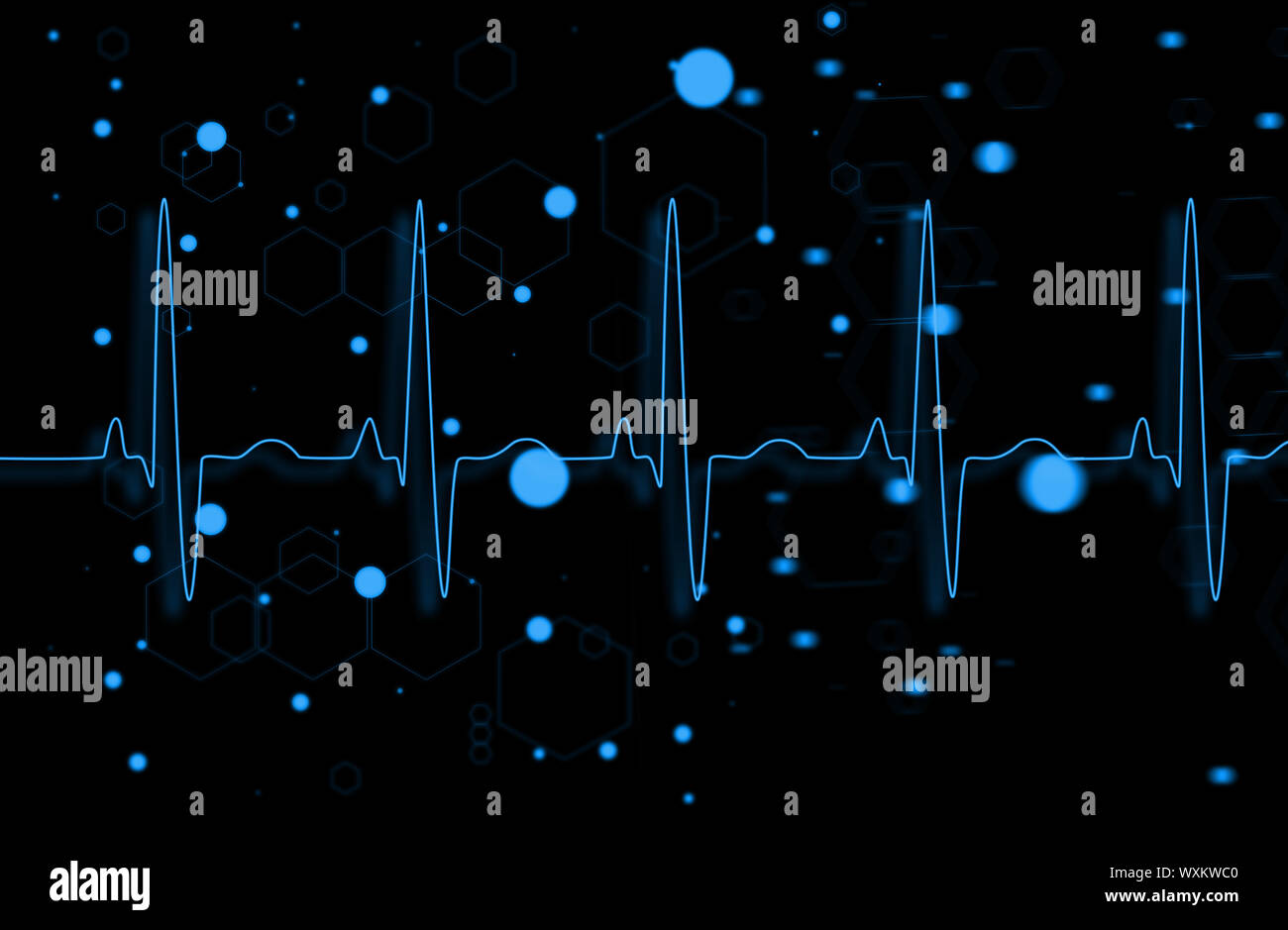 Blue ECG line on blue and black spot background Stock Photo - Alamy
