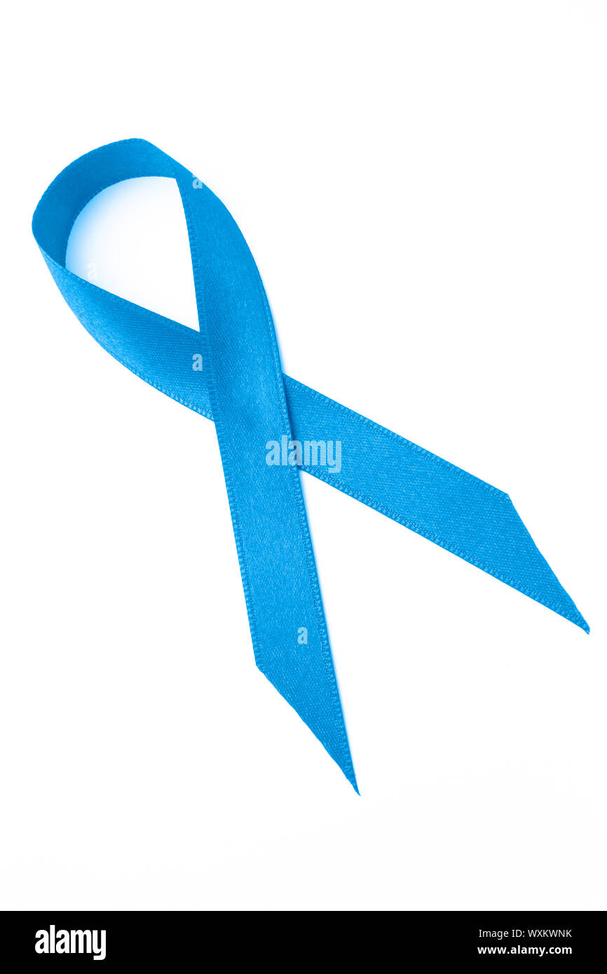 Blue prostate cancer ribbon on white background Stock Photo - Alamy