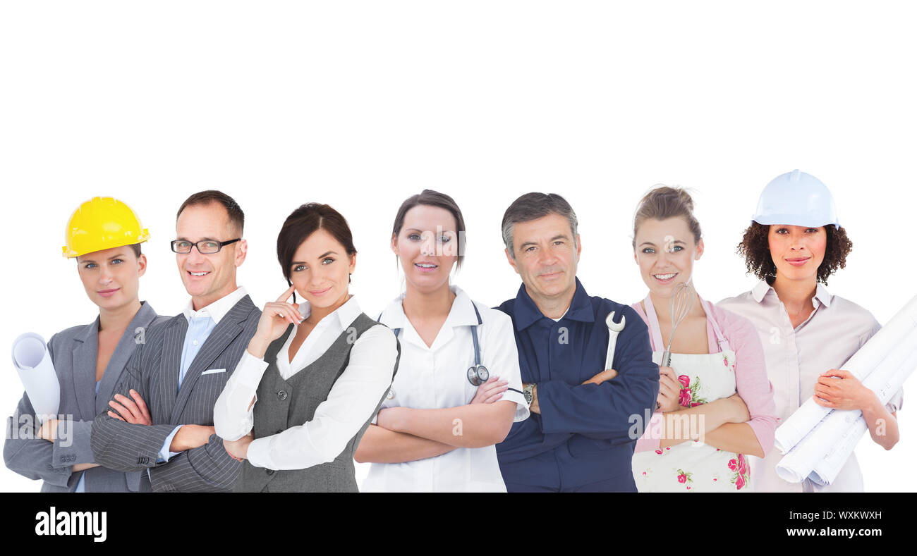 Various workers of industry on white background Stock Photo - Alamy