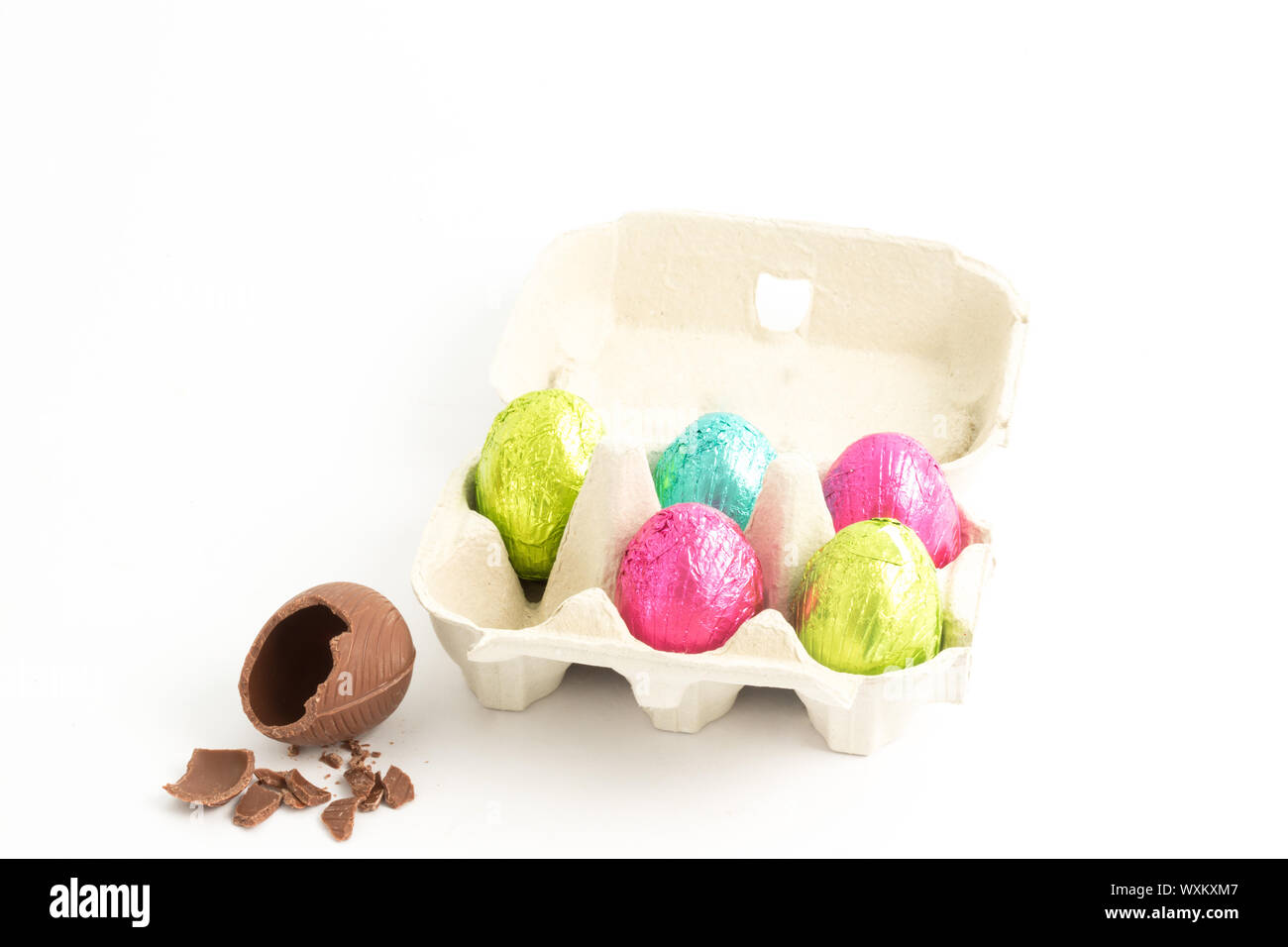 One easter egg on white colourful foil hi-res stock photography and ...