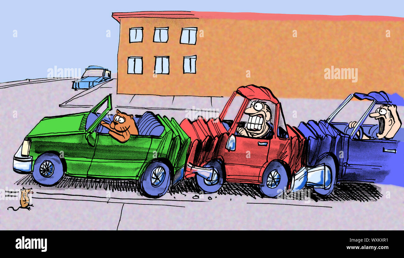 Cat in car sees mouse before accident Stock Photo - Alamy