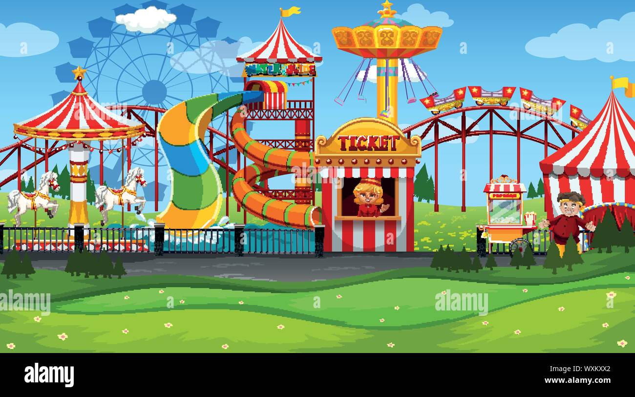 Fun fair amusement park empty illustration Stock Vector Image & Art - Alamy