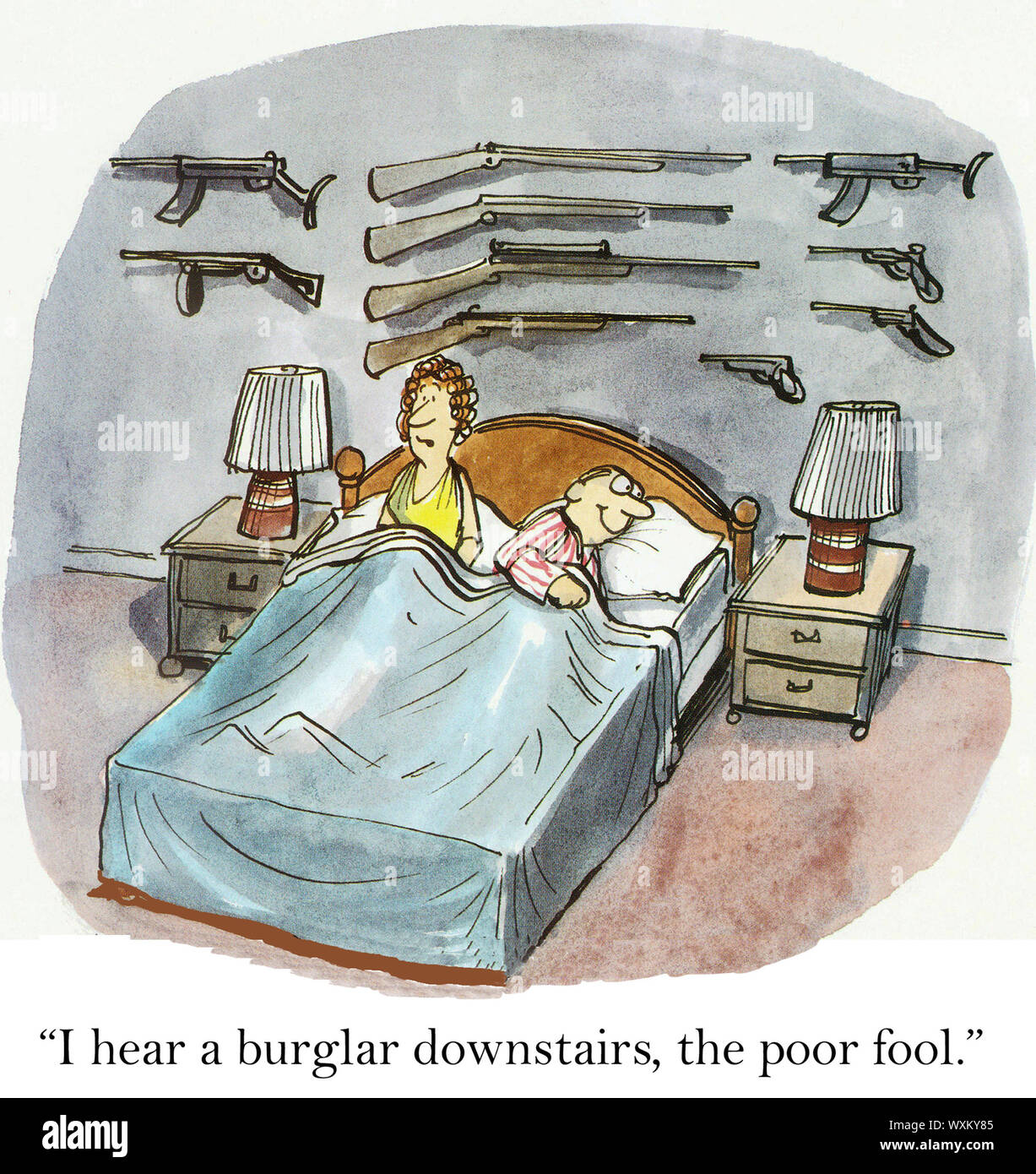 "I hear a burglar downstairs, the poor fool Stock Photo - Alamy
