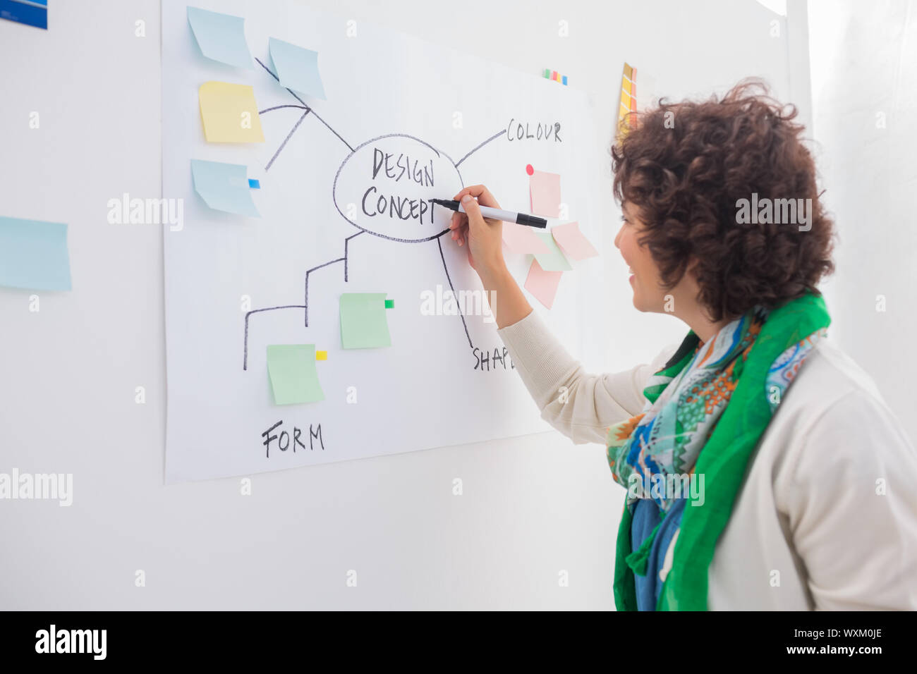 Designer writing on white board in creative office Stock Photo - Alamy