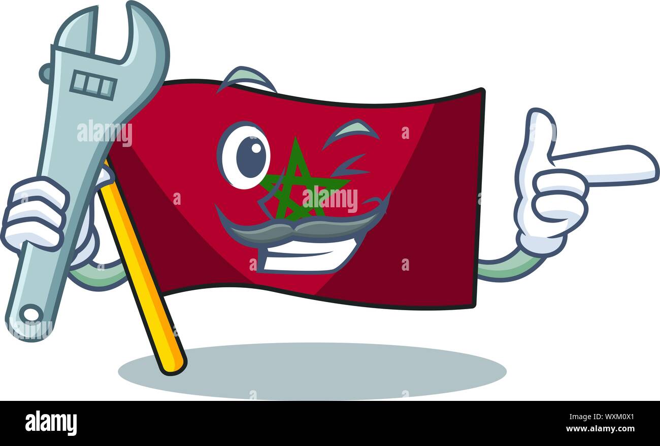 Mechanic morocco flag sticks to mascot wall Stock Vector Image & Art ...