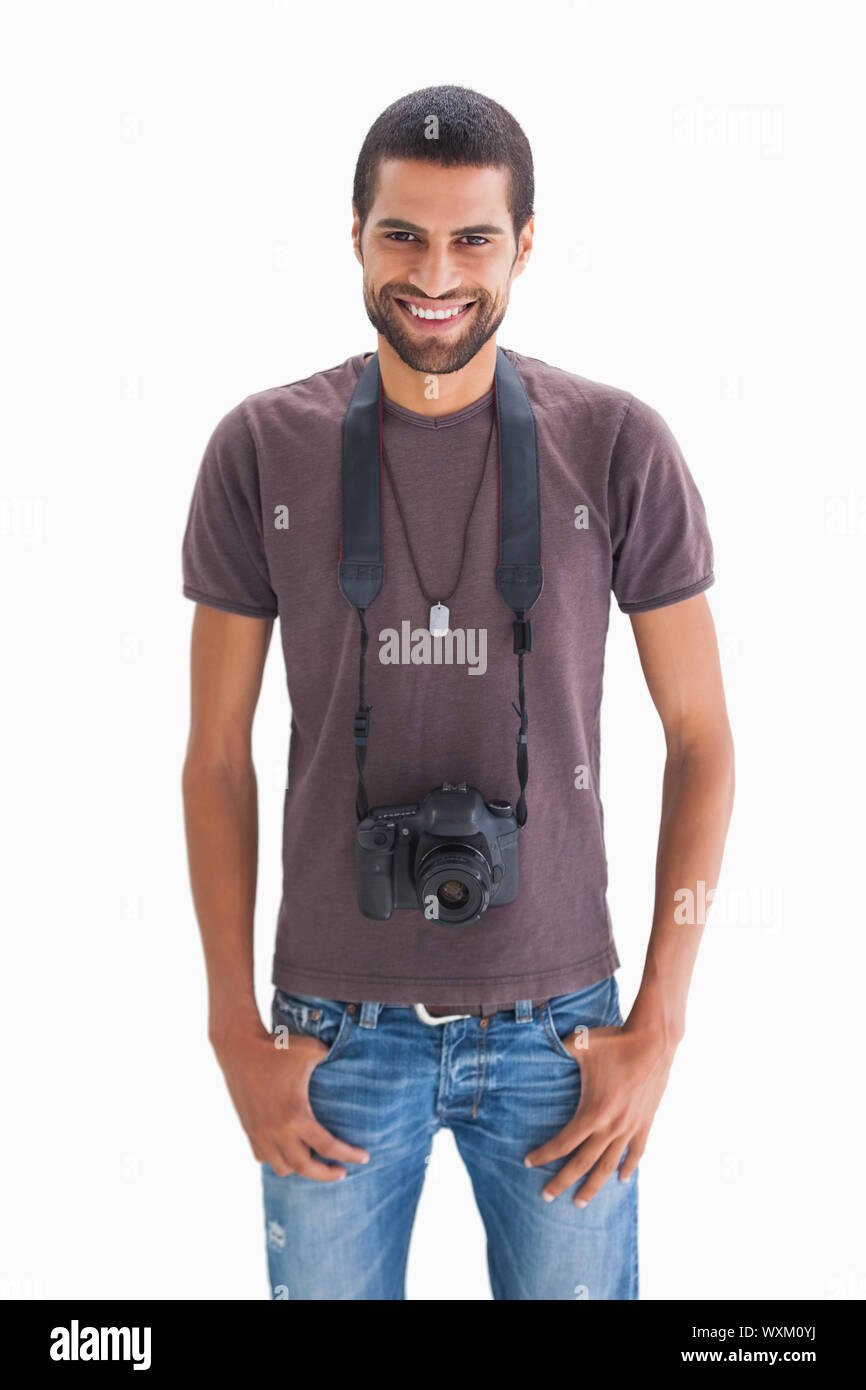 Handsome man camera around neck hi-res stock photography and images - Alamy