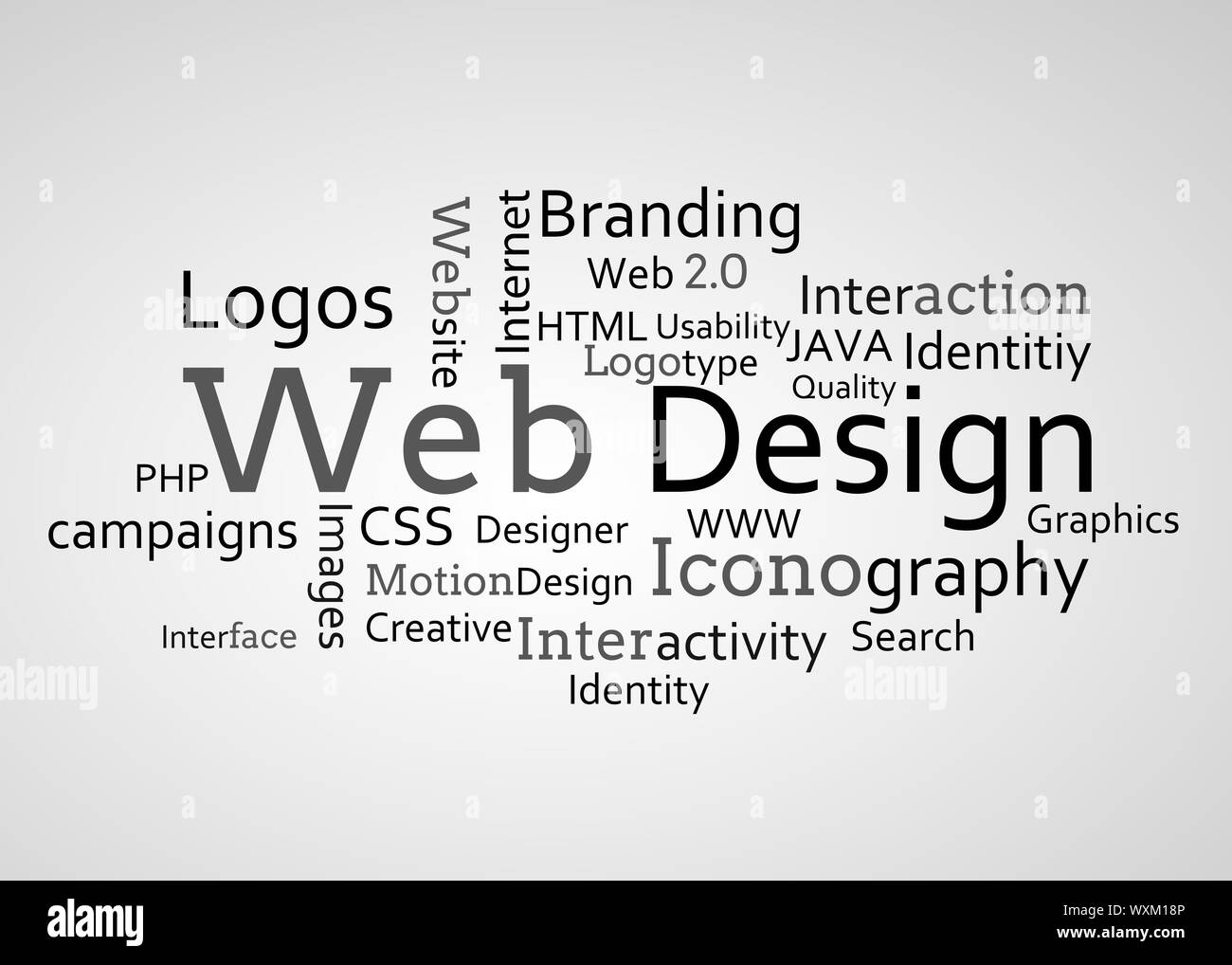 Group of web design terms on white background Stock Photo - Alamy