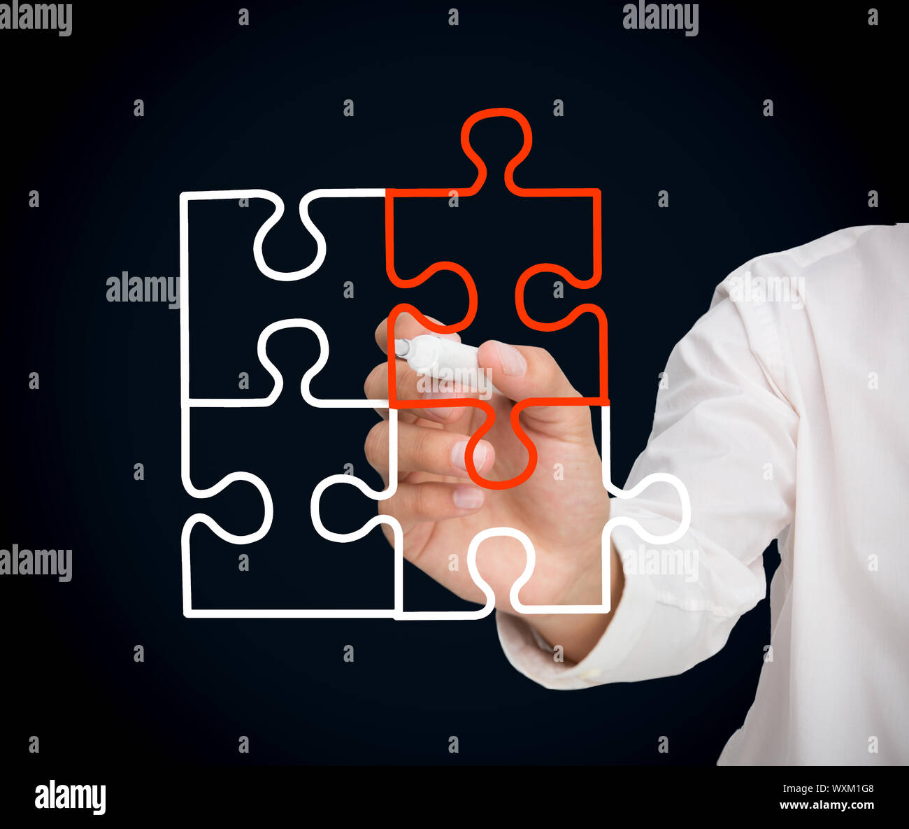 Woman drawing jigsaw puzzle hi-res stock photography and images - Alamy