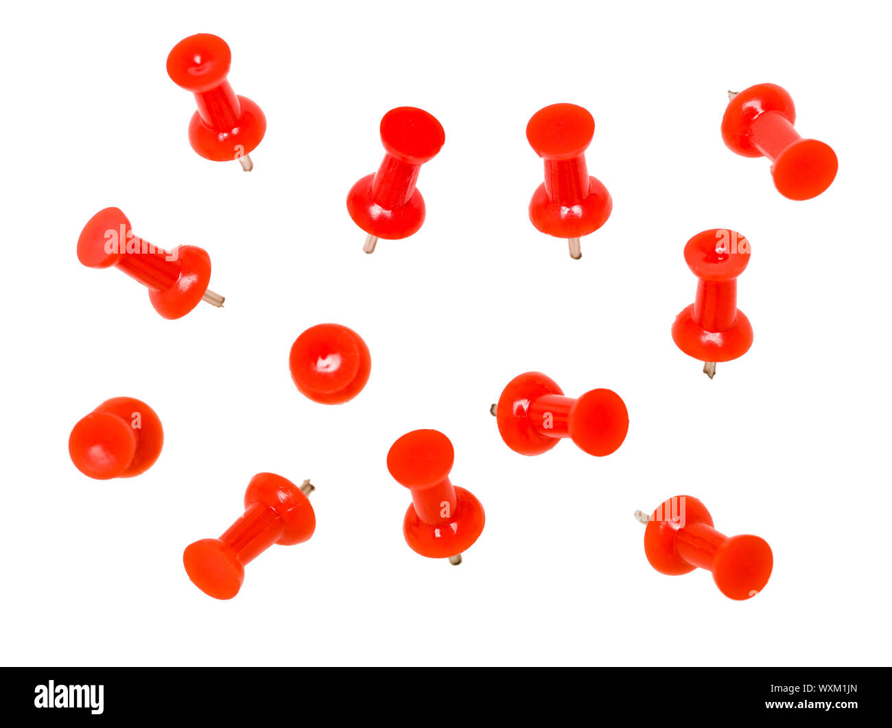 Red Pushpins isolated on white background Stock Photo - Alamy