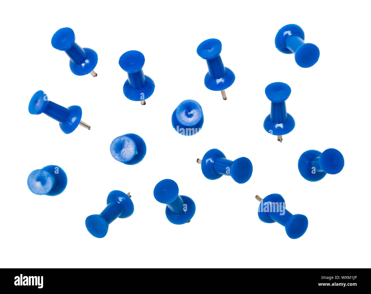 Blue Pushpins isolated on white background Stock Photo - Alamy