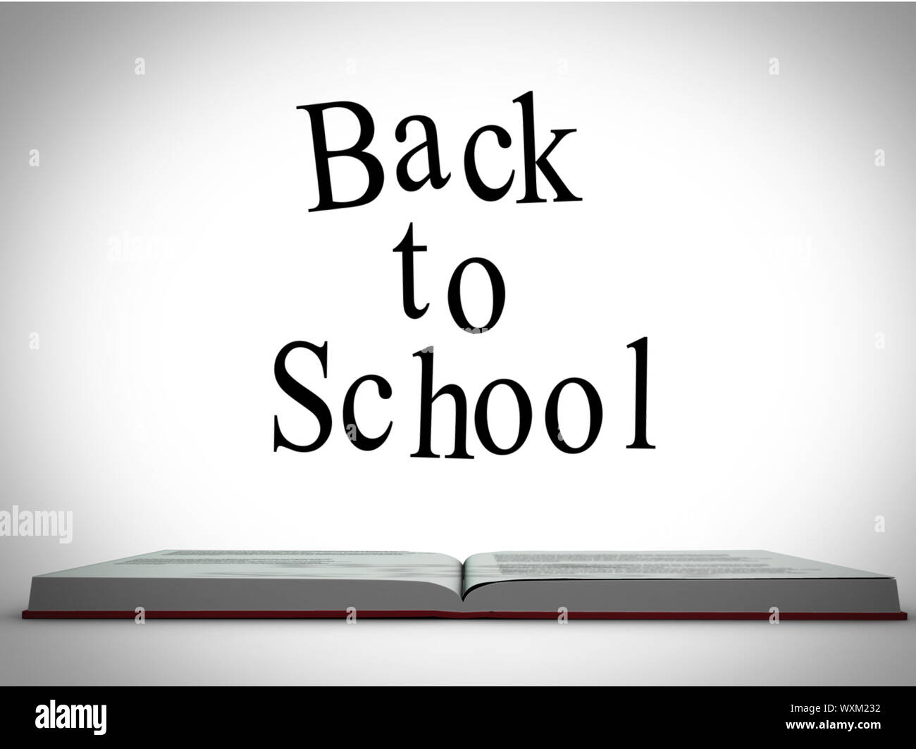 Back to school message above open book graphic on white background with ...