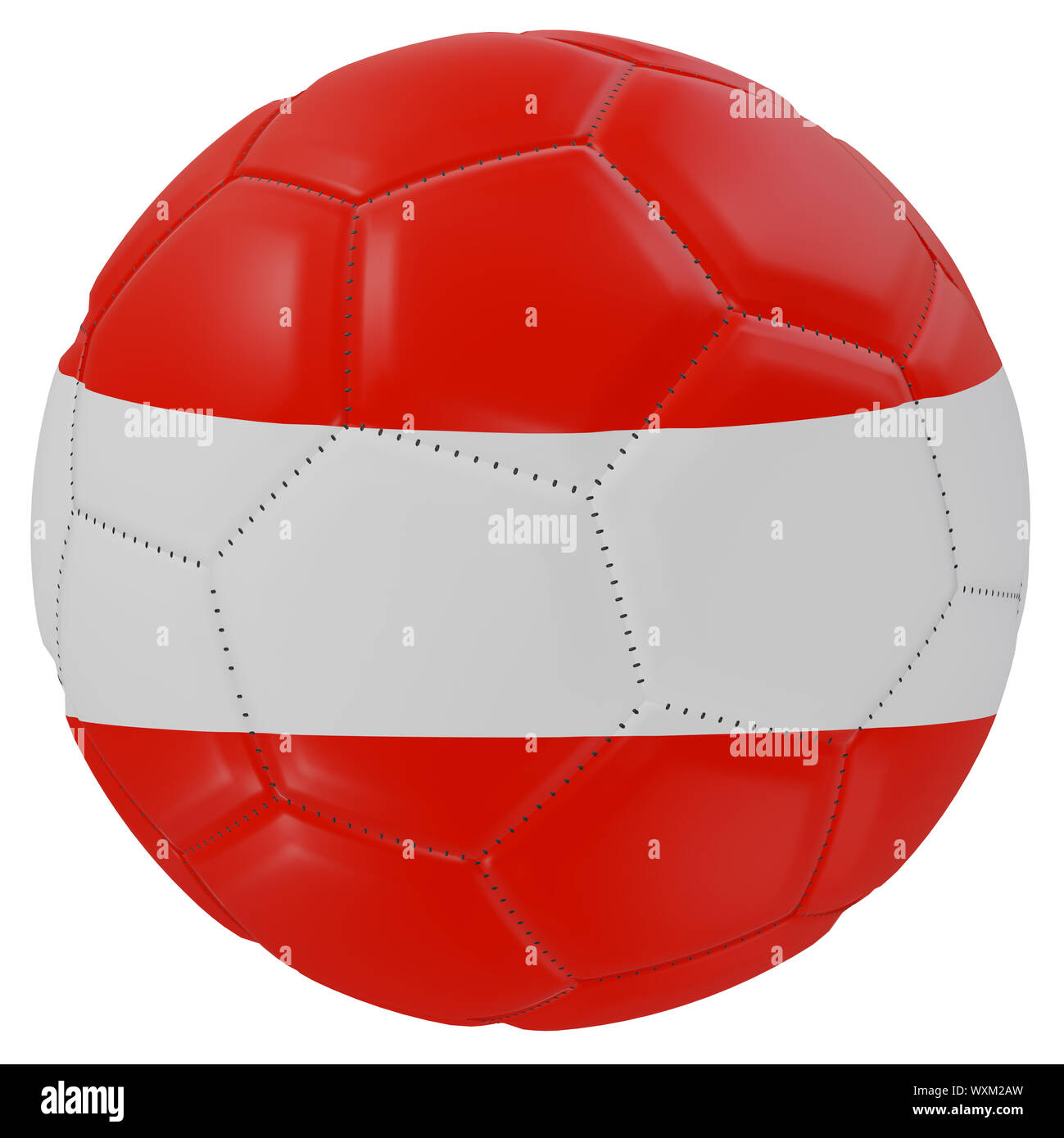 3d rendering of an Austria flag on a soccer ball. Isolated in white ...