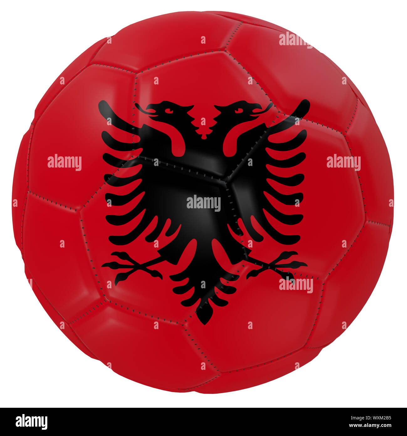 3d rendering of an Albania flag on a soccer ball. Isolated in white ...