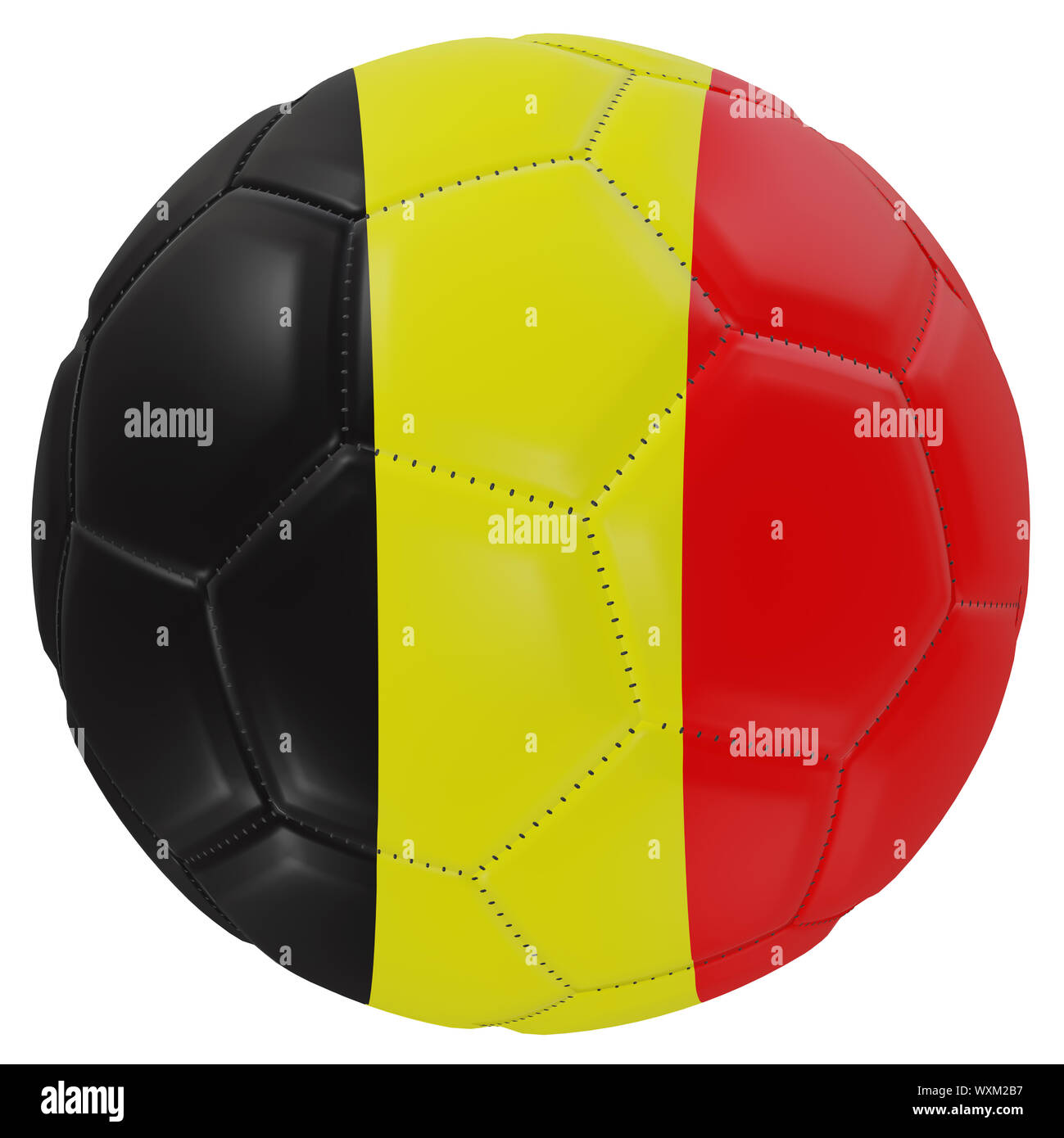 3d rendering of a Belgium flag on a soccer ball. Isolated in white ...
