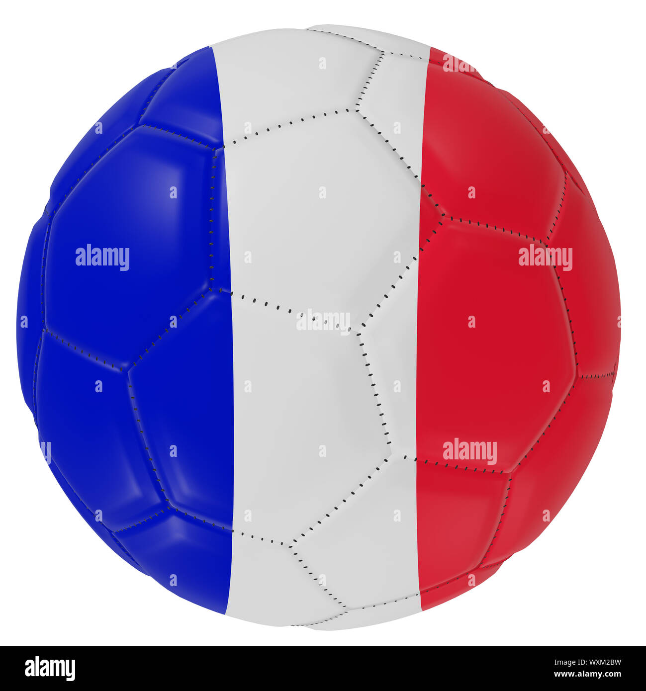 3d rendering of a France flag on a soccer ball. Isolated in white ...