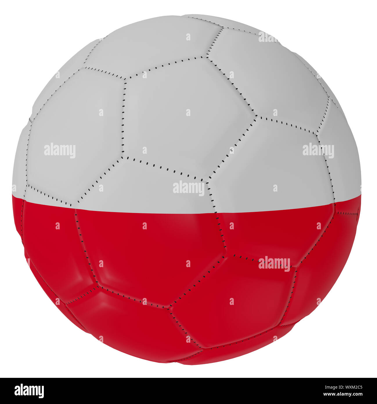 3d rendering of a Poland flag on a soccer ball. Isolated in white ...