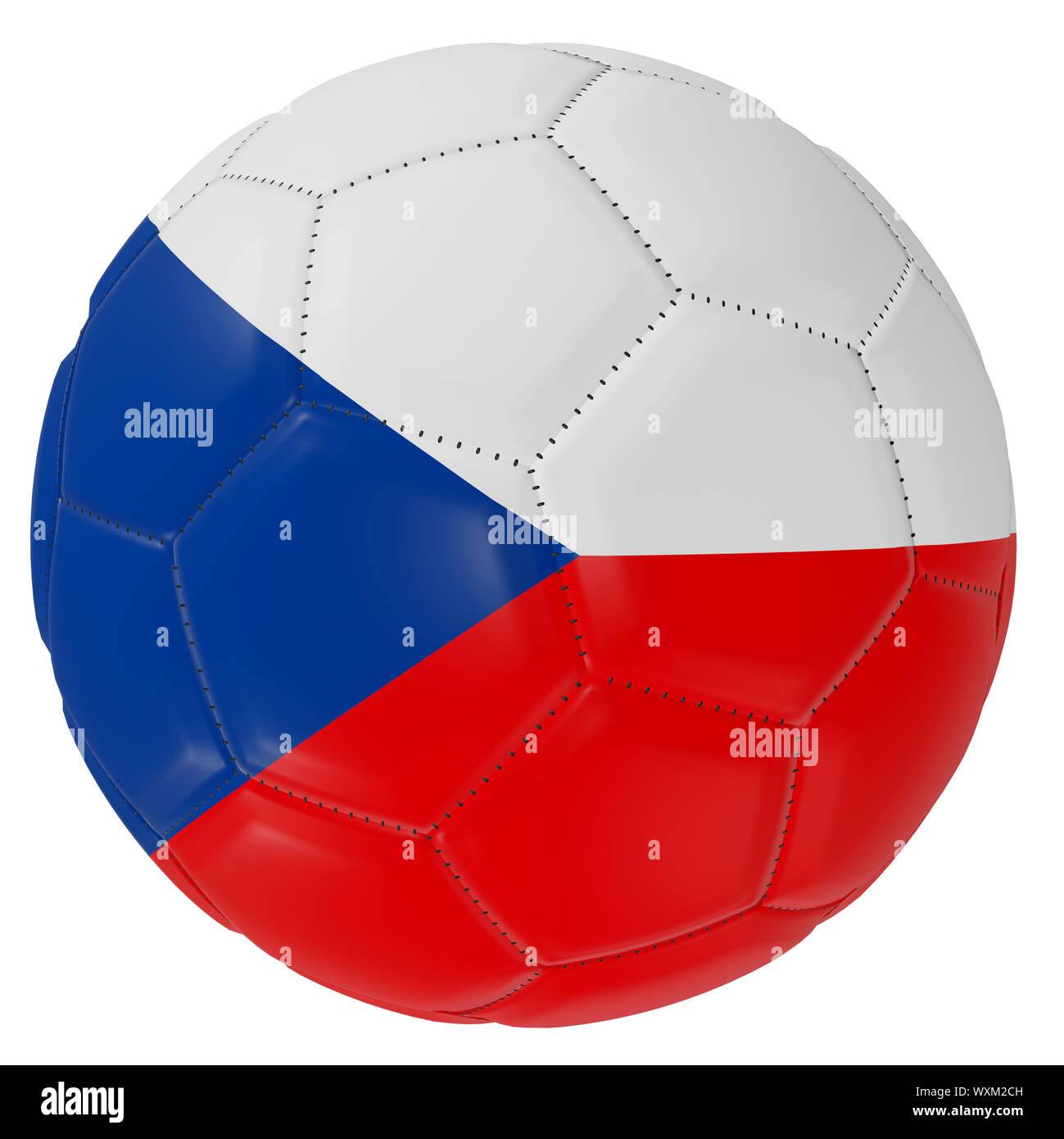 3d rendering of a Czech Republic flag on a soccer ball. Isolated in ...