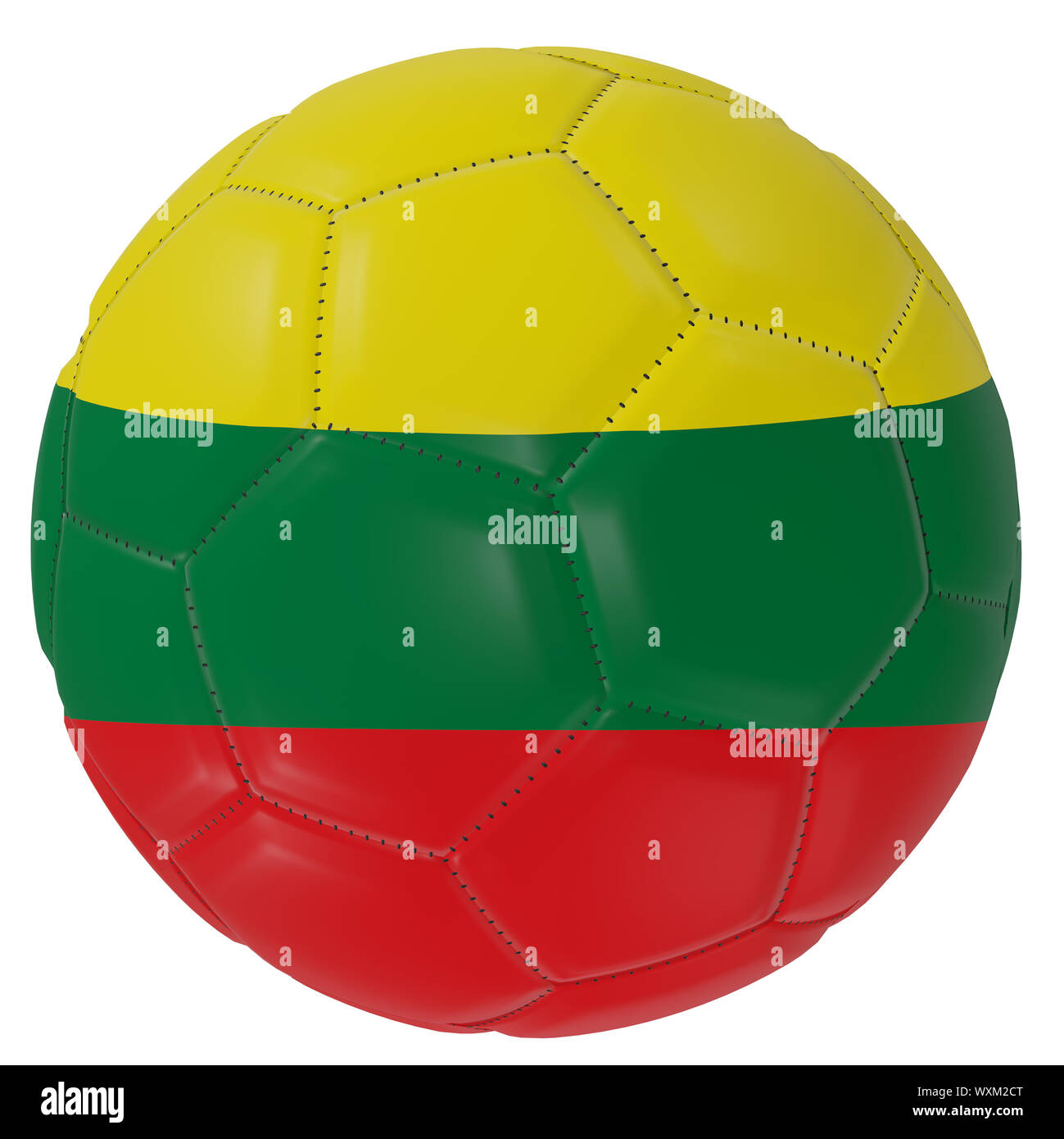 3d rendering of a Lithuania flag on a soccer ball. Isolated in white ...