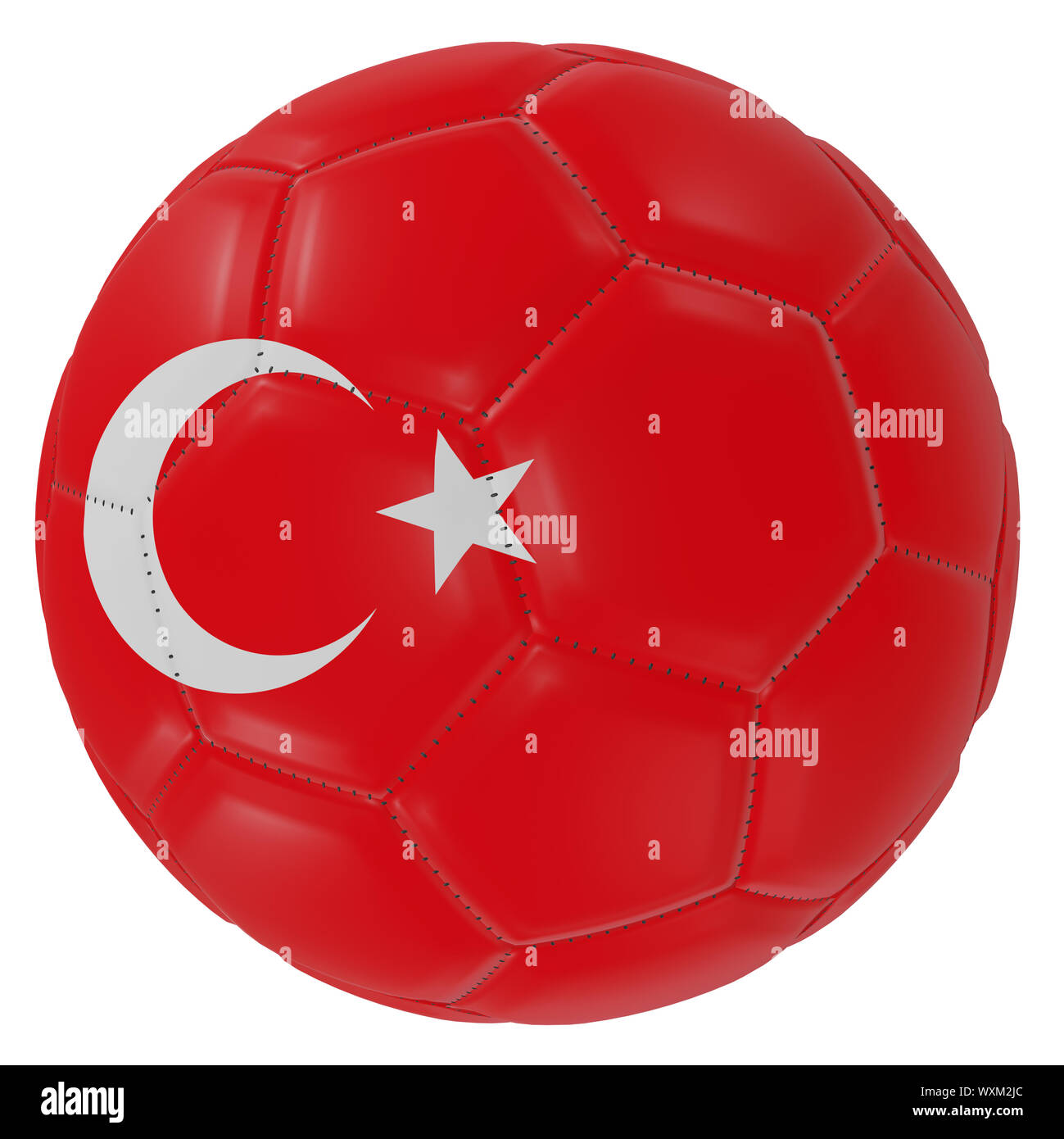 3d rendering of a Turkey flag on a soccer ball. Isolated in white ...