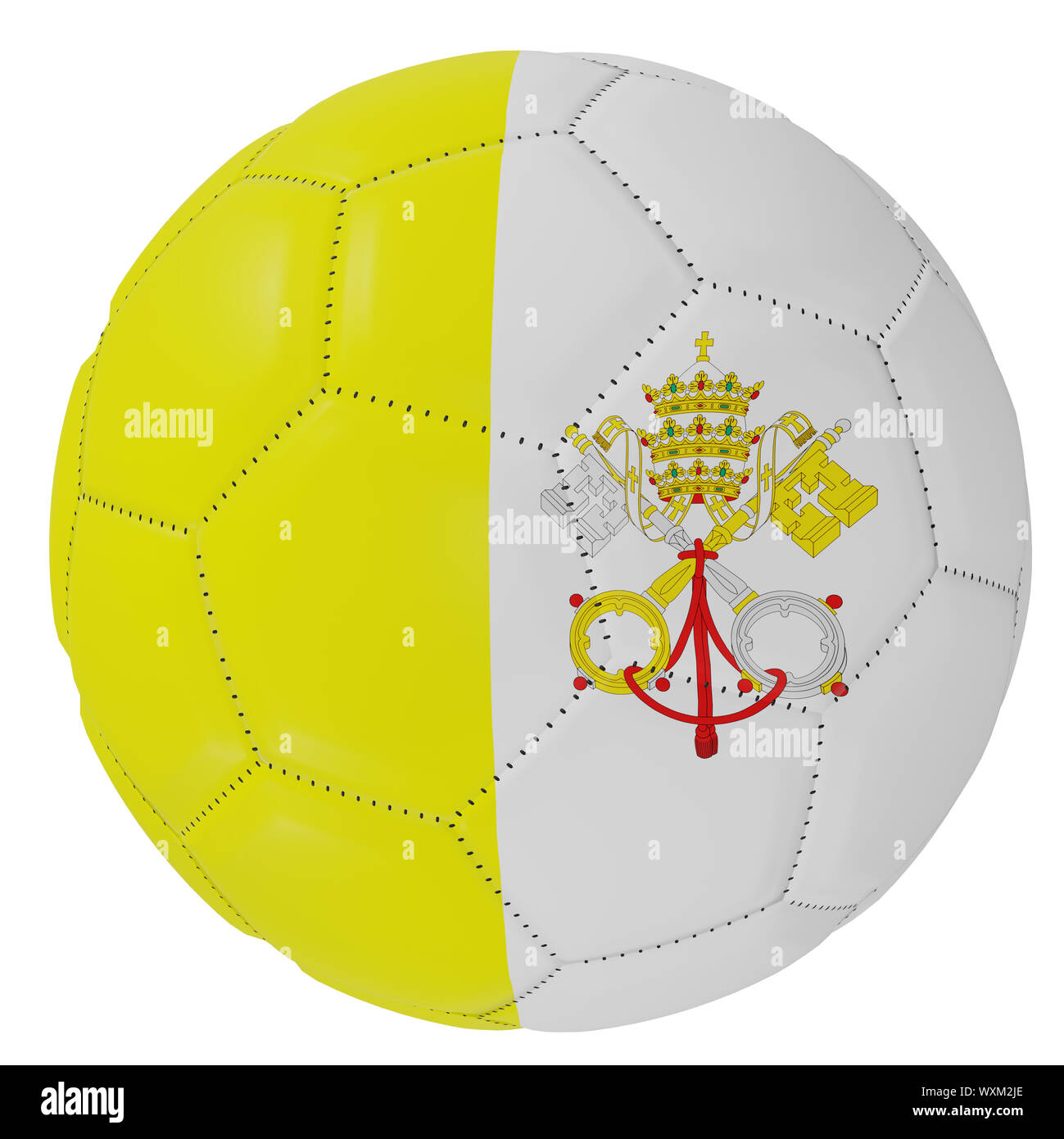 3d rendering of a Vatican flag on a soccer ball. Isolated in white ...