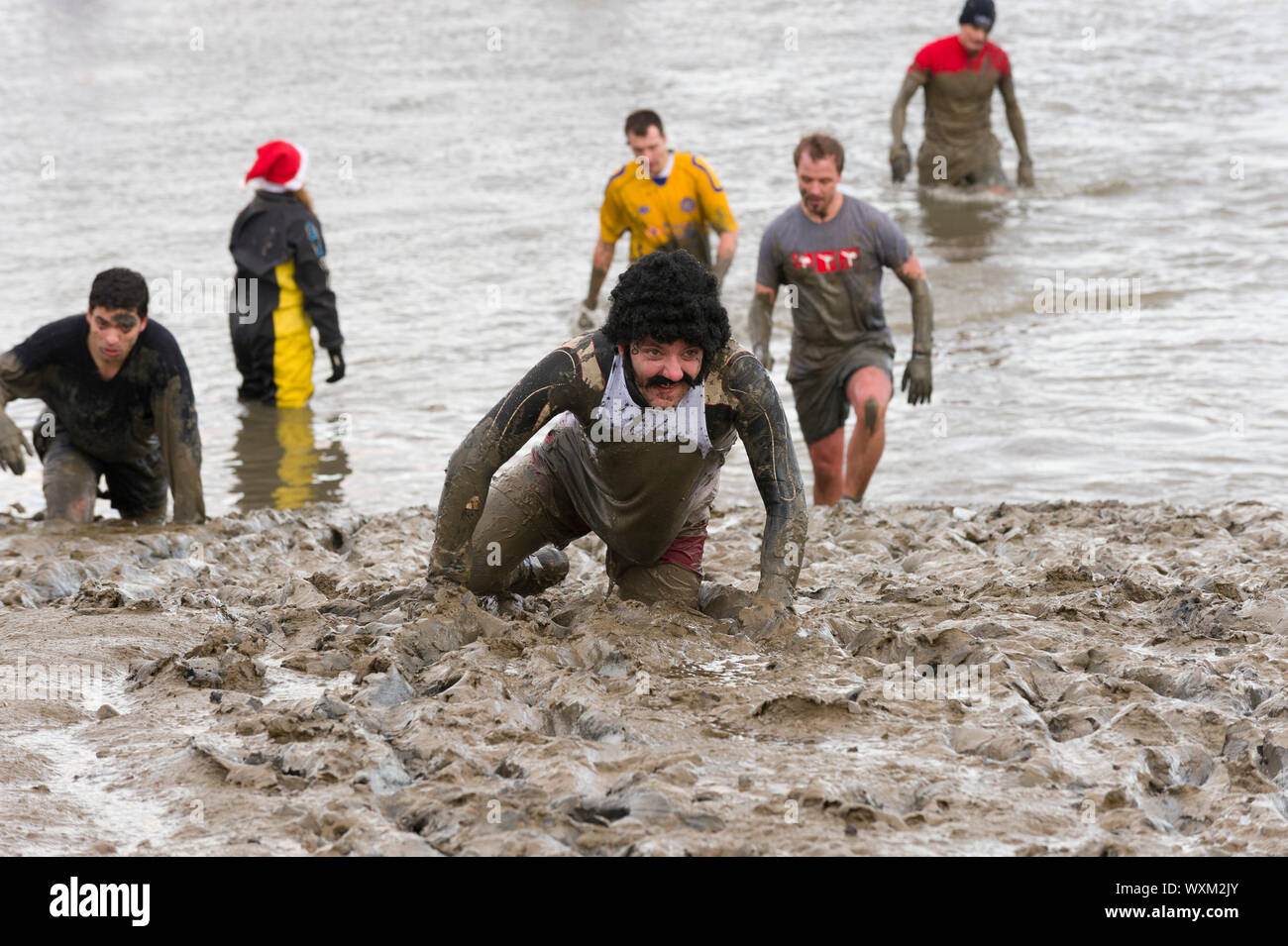 Annual Maldon Mud Race, 250 competitors, many wearing fancy dress ...