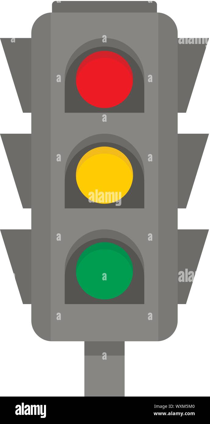 Road cross traffic lights icon. Flat illustration of road cross traffic ...