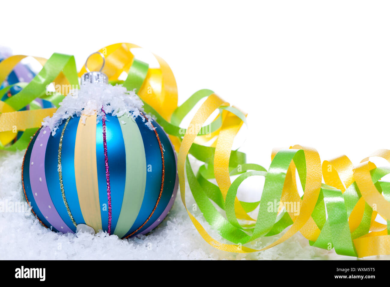 christmas decoration baubles in blue and turquoise isolated Stock Photo ...