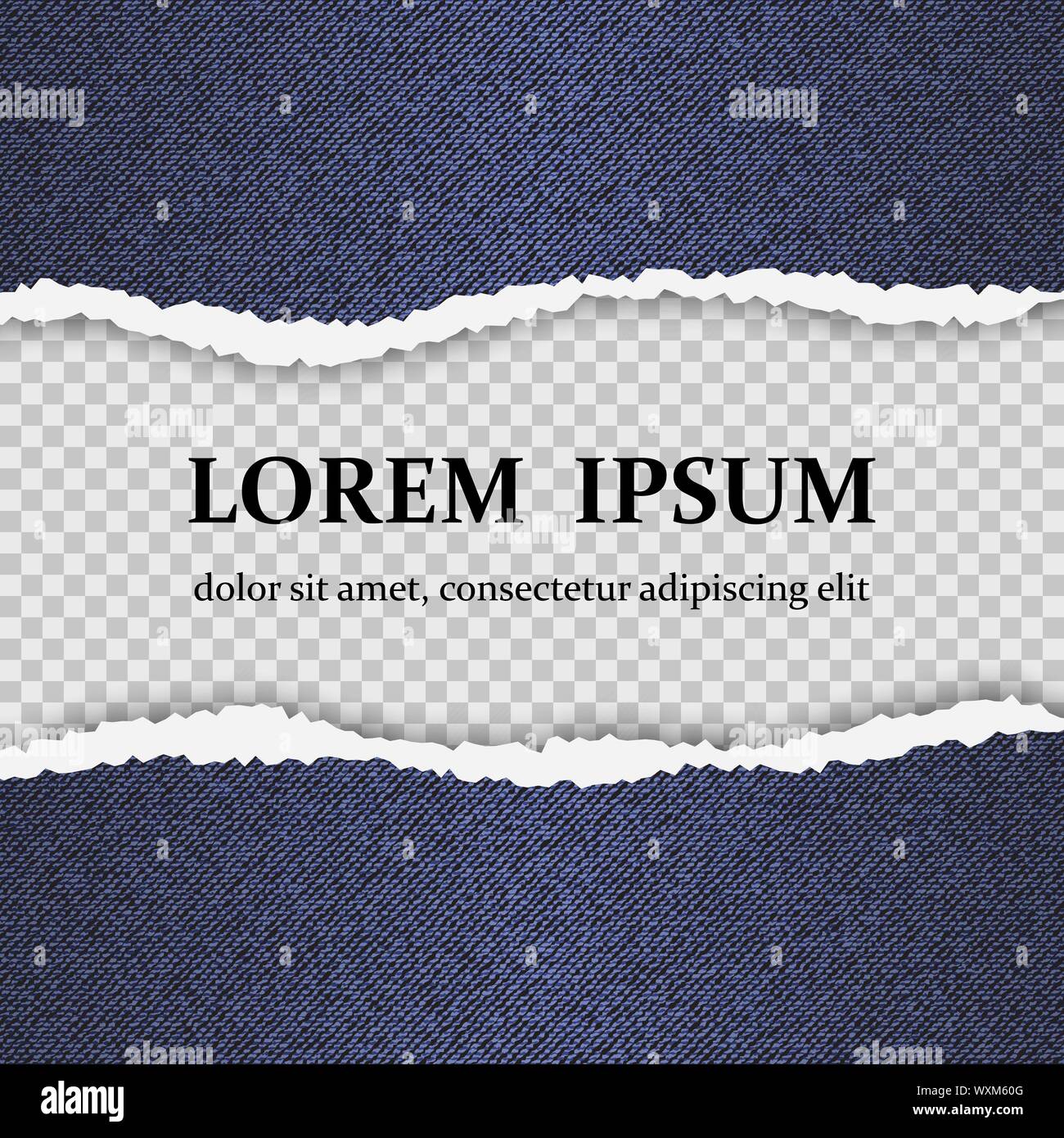 Realistic vector torn paper with ripped edges on jeans texture Stock ...