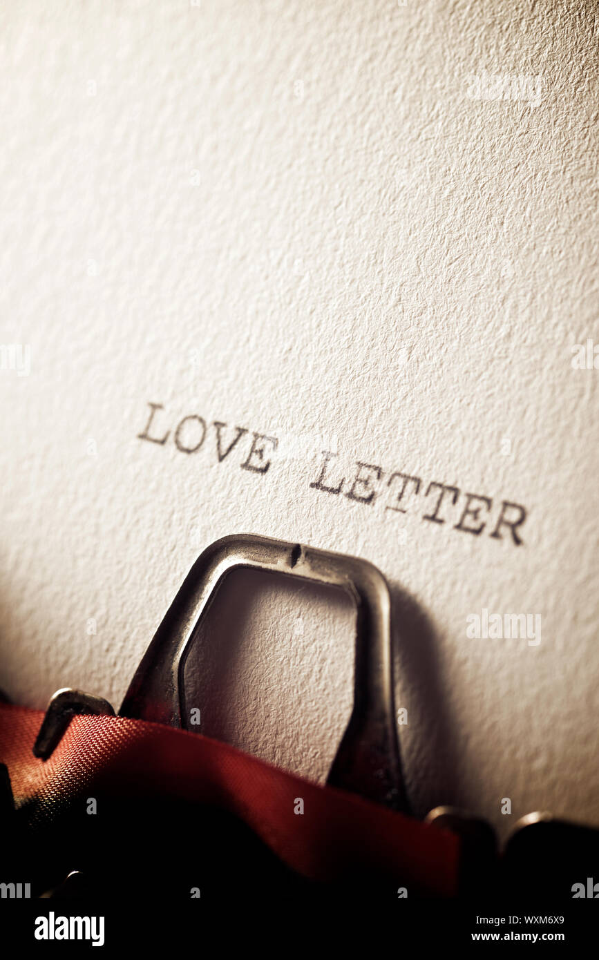 The sentence, Love Letter, written with a typewriter Stock Photo - Alamy
