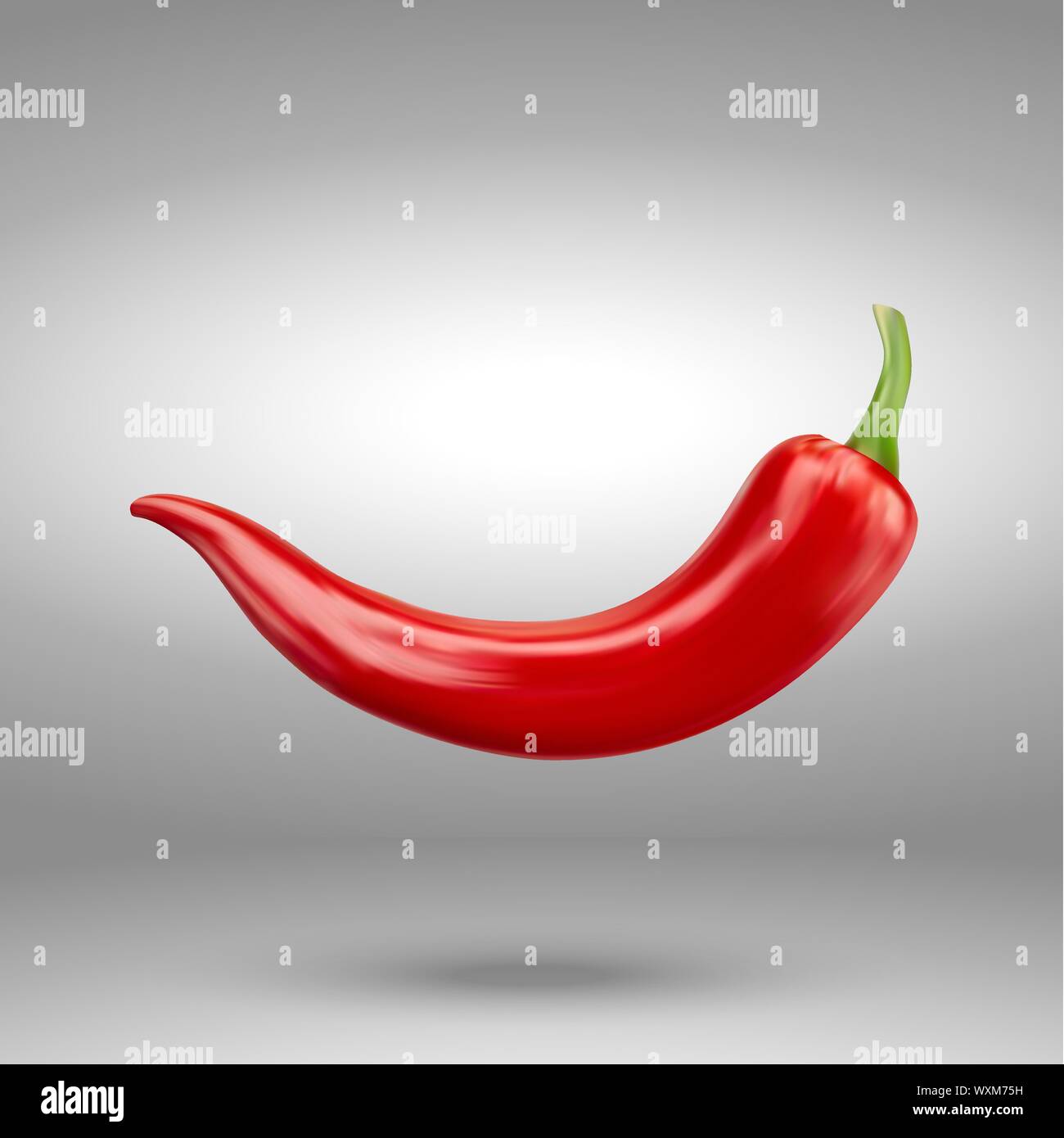 realistic Red hot natural chili pepper, isolated image with shadow ...