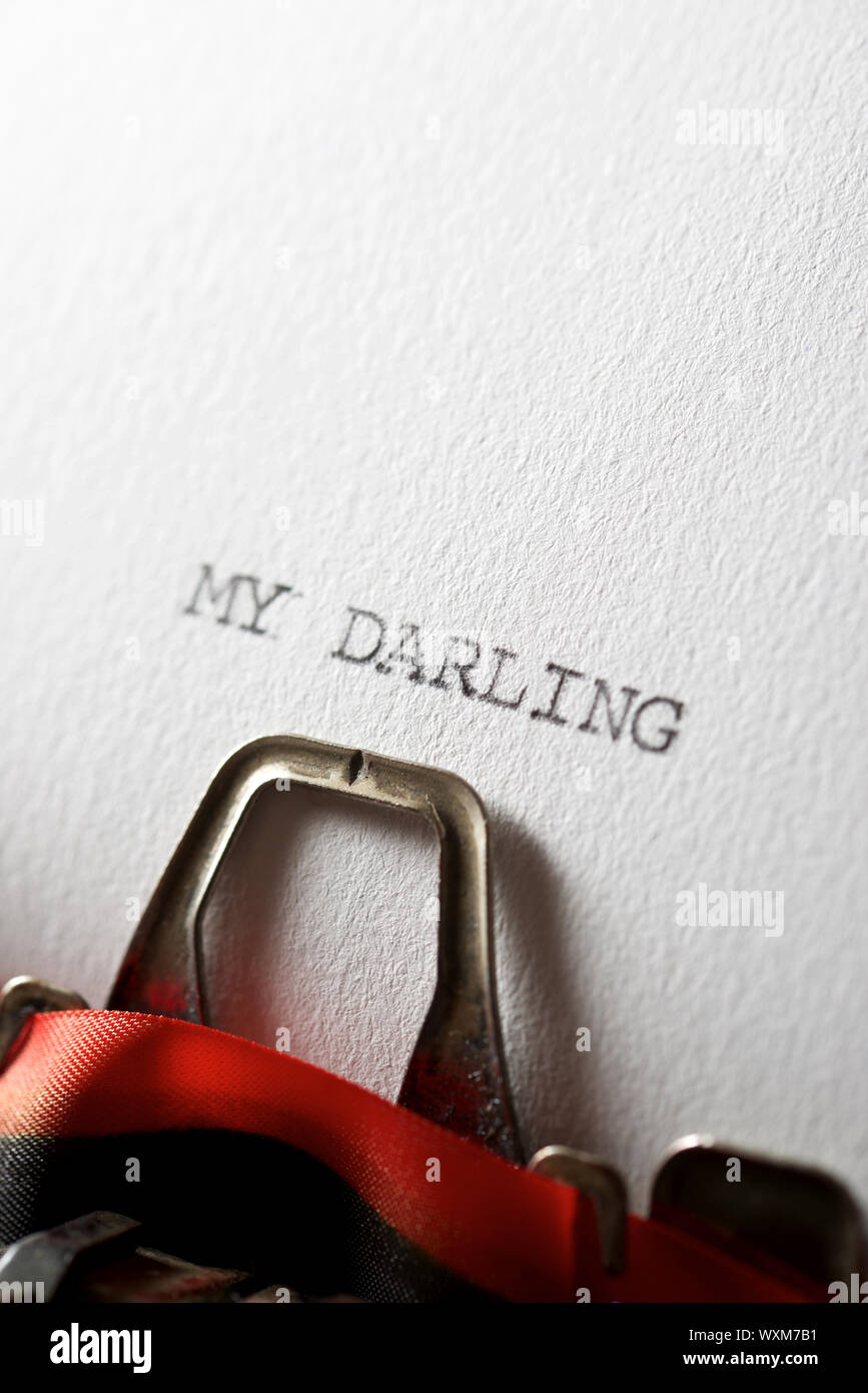 The sentence, My Darling, written with a typewriter Stock Photo - Alamy