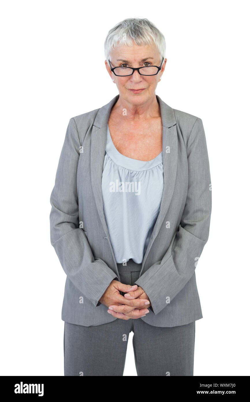 Woman wearing glasses serious Cut Out Stock Images & Pictures - Alamy
