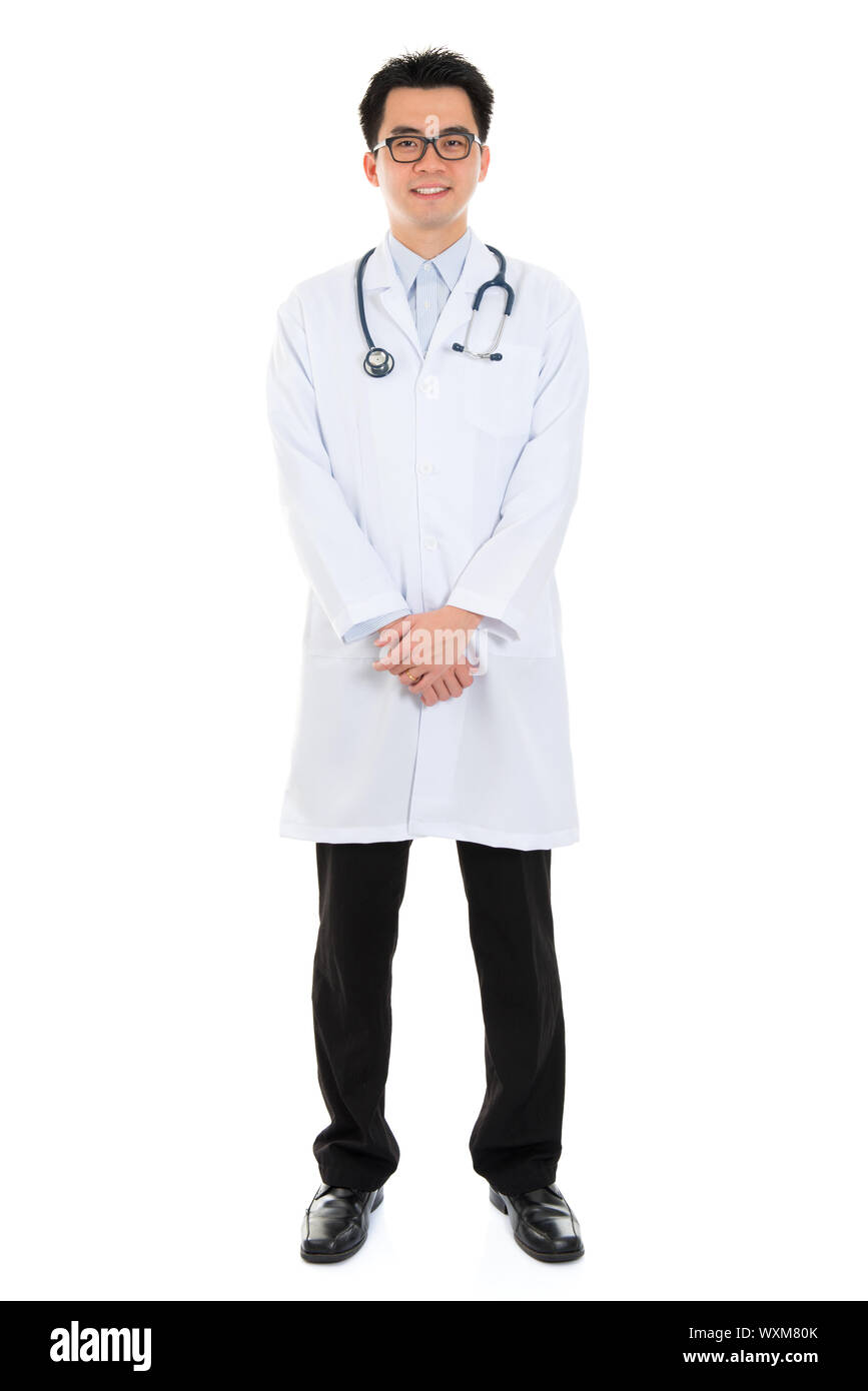 Full body Asian male medical doctor with confident smile, standing ...