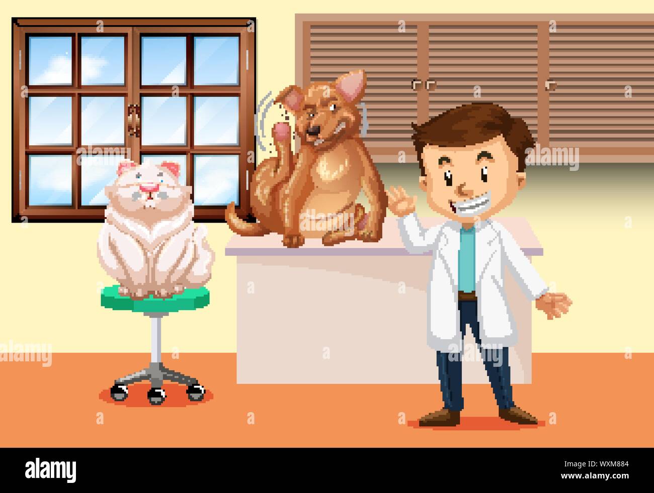 Veterinarian with sick animal illustration Stock Vector Image & Art - Alamy