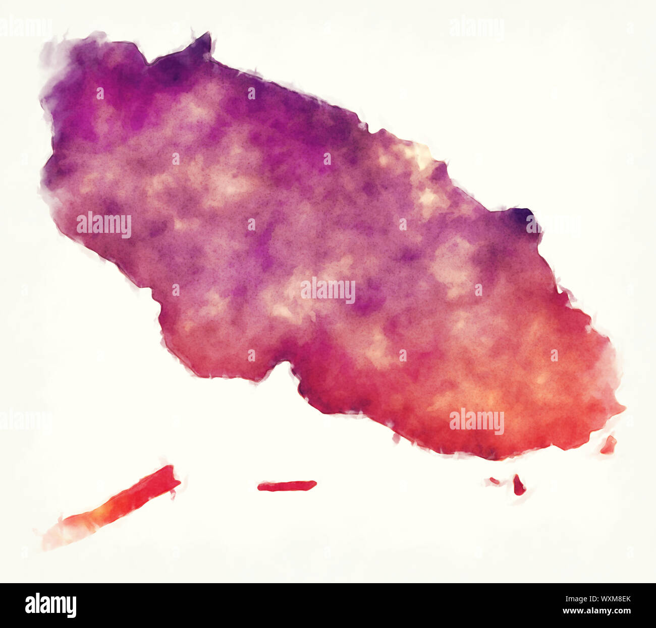 Merizo village watercolor map of Guam Stock Photo - Alamy