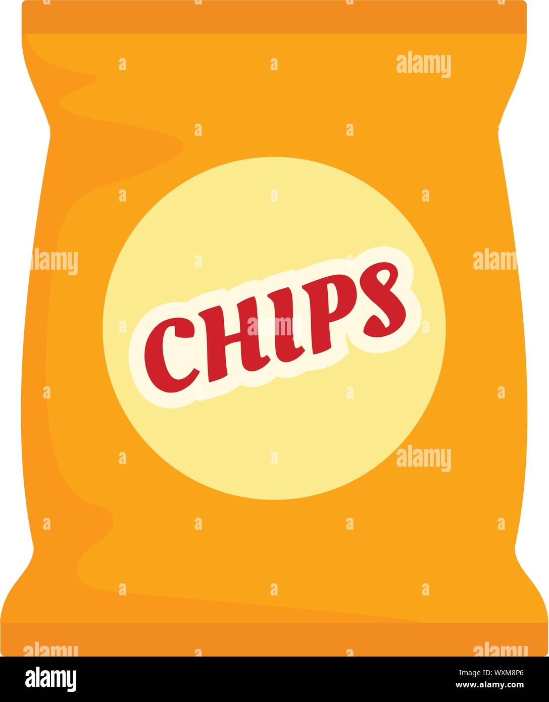 Yellow chips pack icon. Flat illustration of yellow chips pack vector ...