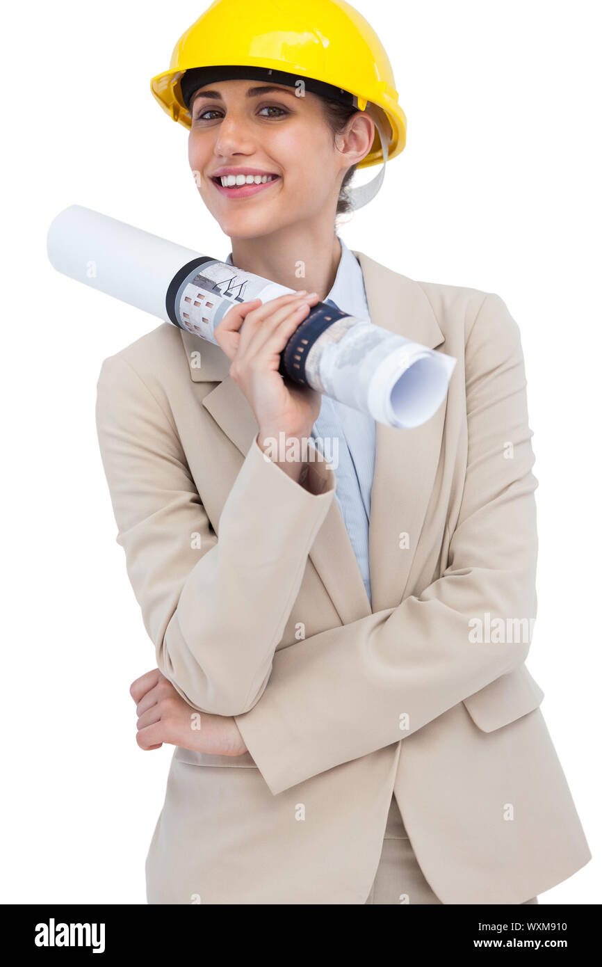 Young architect posing on white background Stock Photo - Alamy