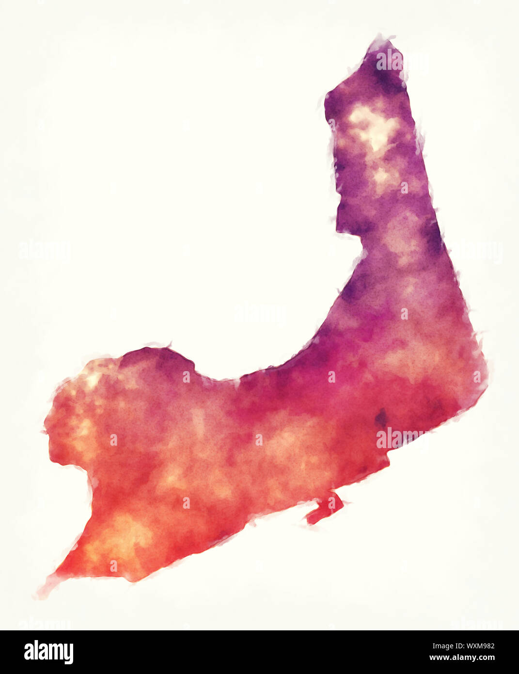 Tamuning village watercolor map of Guam Stock Photo - Alamy