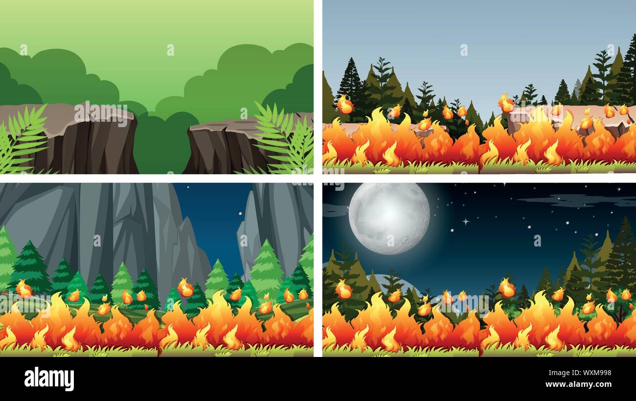 Set of scenes in nature setting illustration Stock Vector Image & Art ...